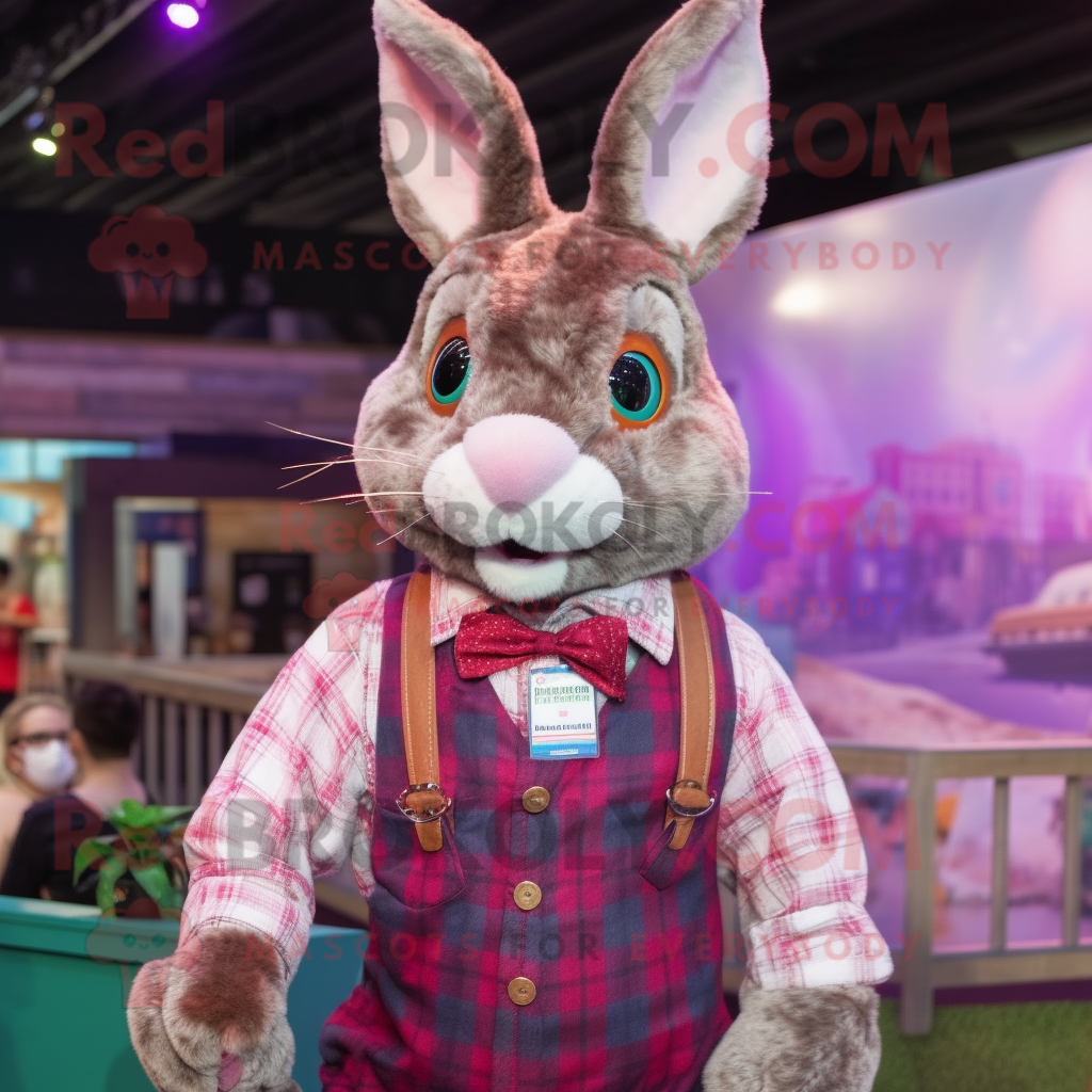 Magenta Wild Rabbit REDBROKOLY mascot costume character dressed with a ...