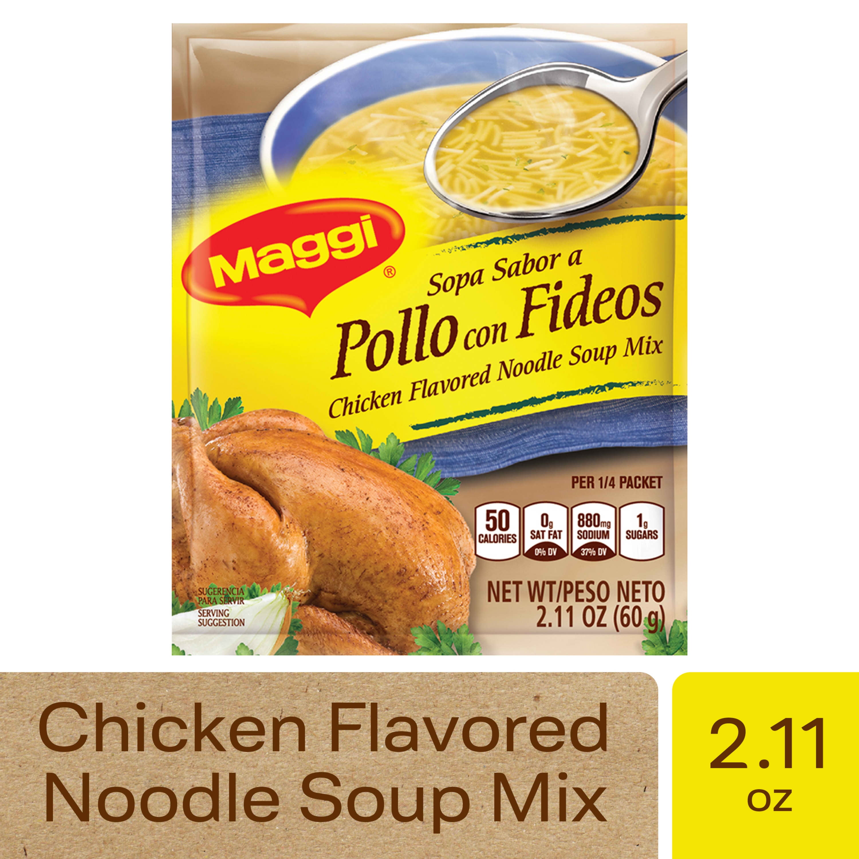 (6 pack) Maggi 50 Calories Chicken Flavor Noodle Soup Mix, 2.11 oz, 4 ...