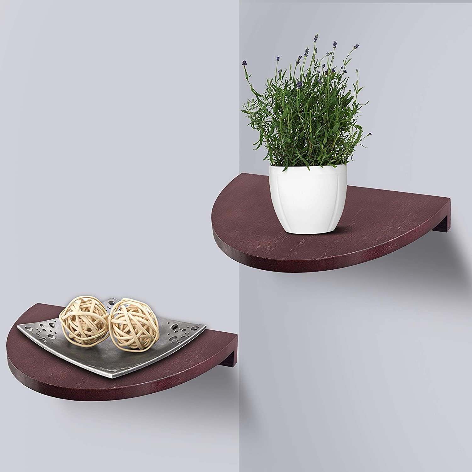 Maggie Half Circle Floating Shelf Set of 2, Wall Mountable, Elegant ...