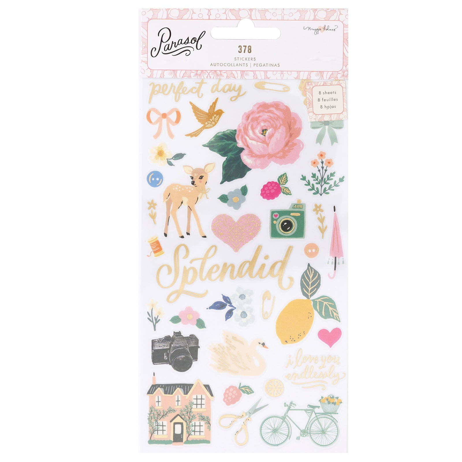 Maggie Holmes Parasol Sticker Book-Gold Foil Accents 378/Pkg - Walmart.com