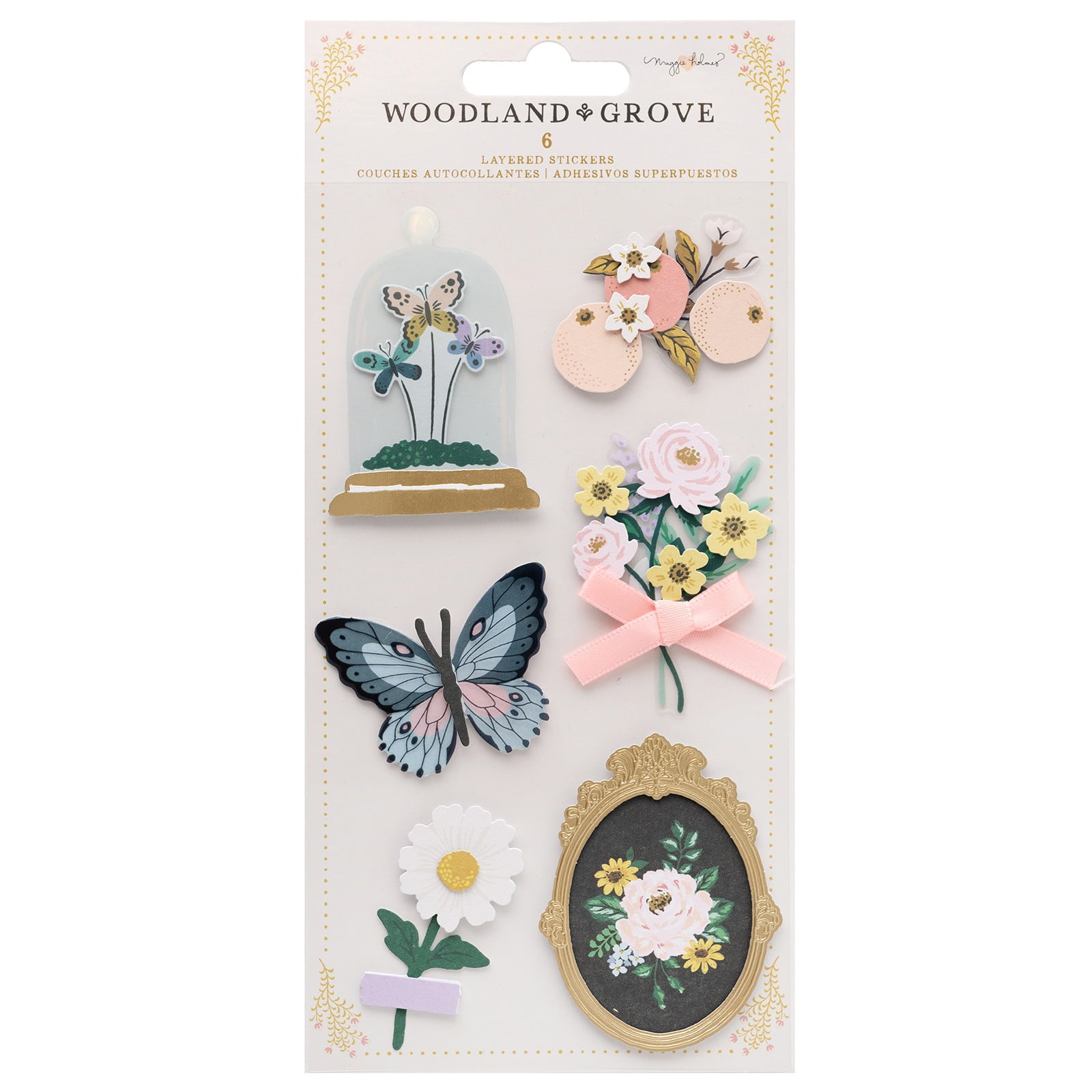Maggie Holmes Woodland Grove Layered Stickers 6/Pkg-Gold Foil Accents ...