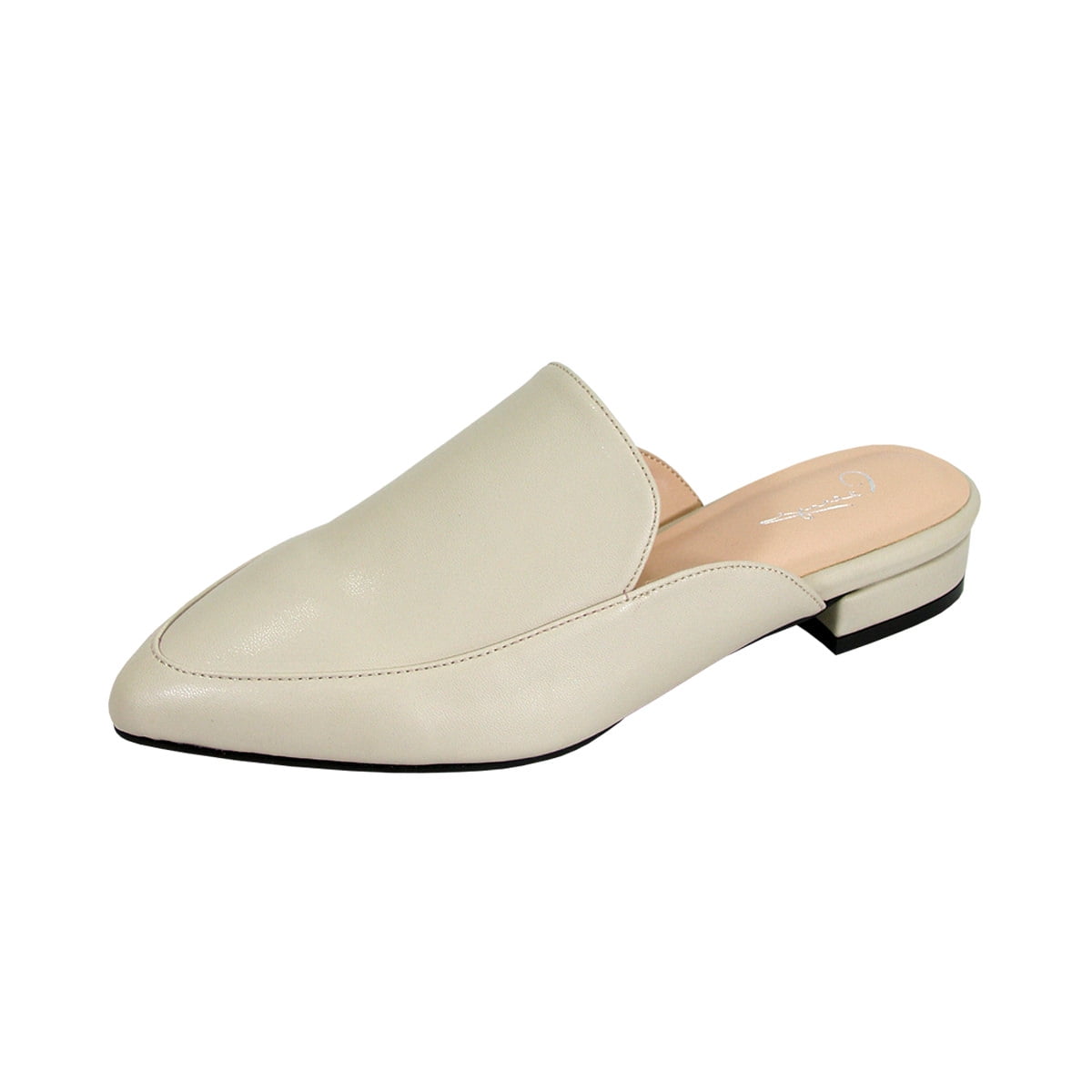 Maggie (LC9043) Women Wide Width Pointed Toe Dress Mule BEIGE 12 ...
