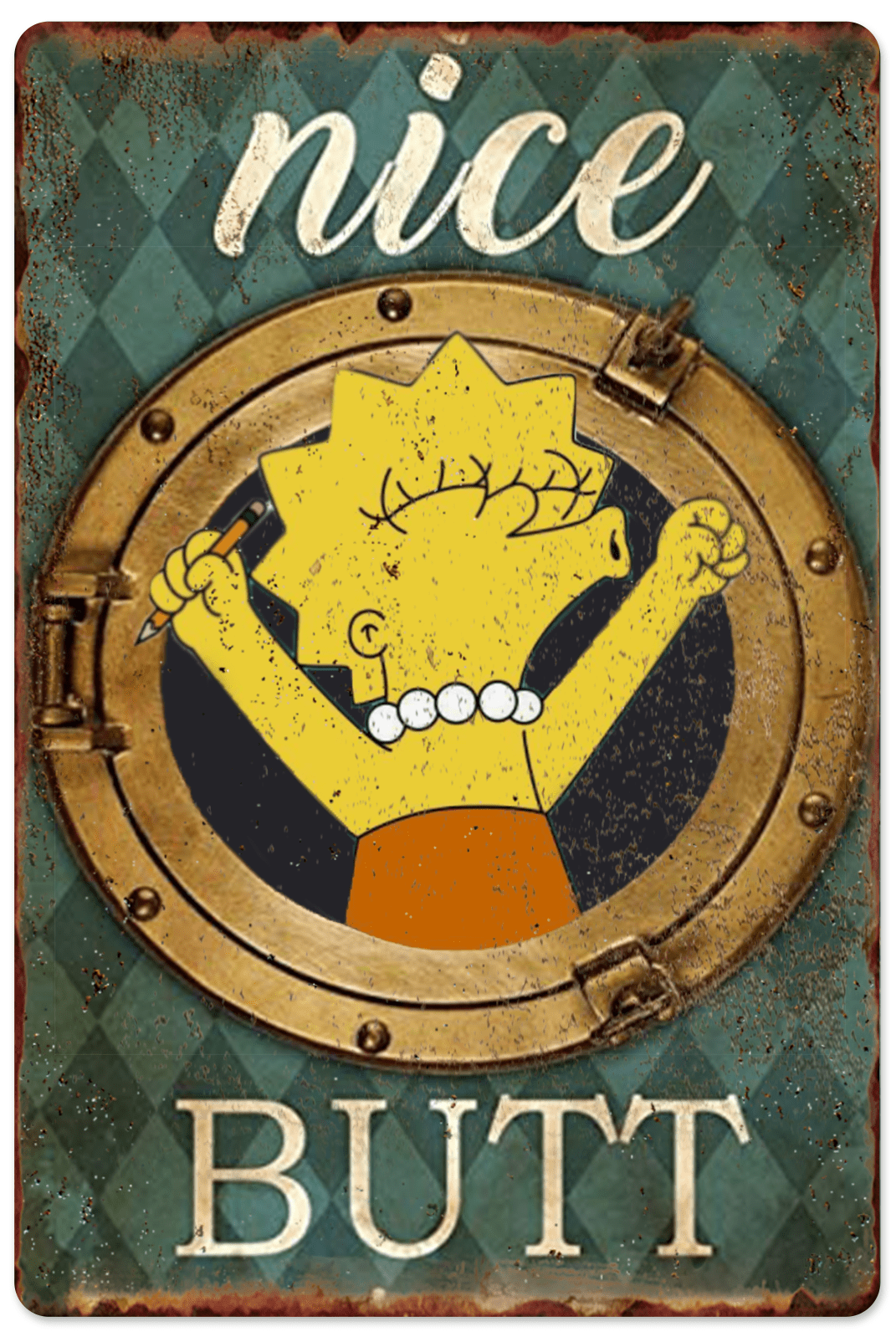 Maggie Simpson Pacifier Tin Sign Vintage Simpsons Funny Bathroom Decor ...