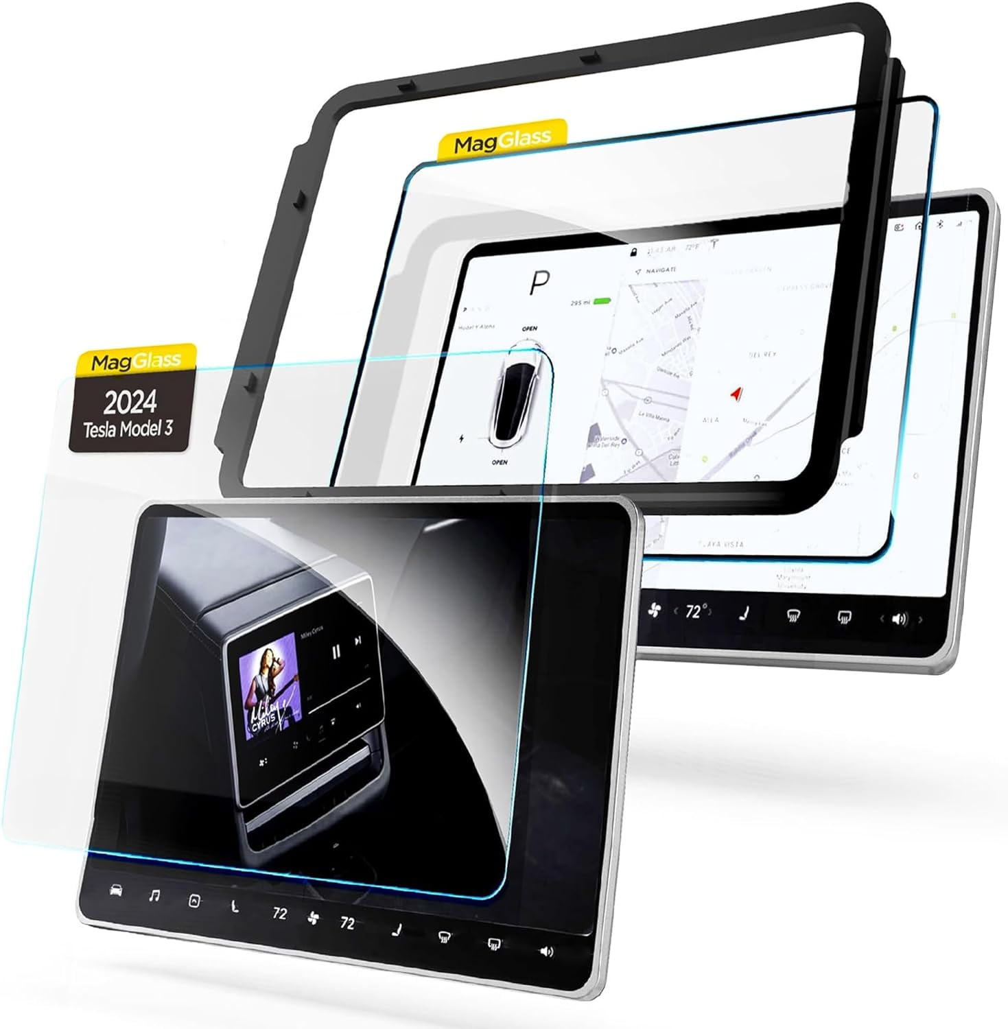 Maggl Designed for Tesla Model 3 Highland 2024 - Set of 2 Tempered Gl ...