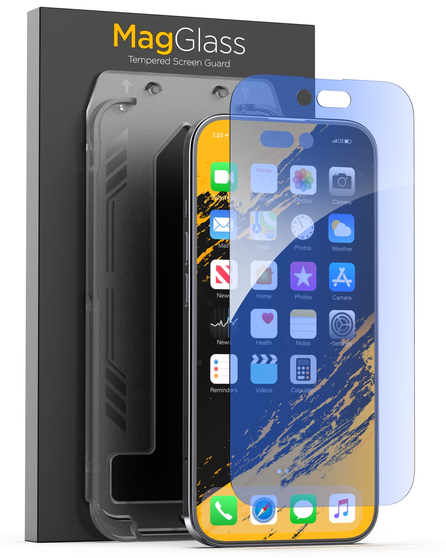 Magglass Designed for iPhone 15 Pro Screen Protector Blue Light Blocking, Tempered Glass Screen ...