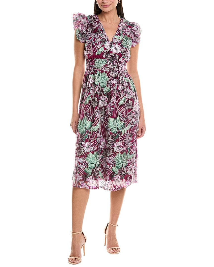 Maggy London womens Embroidered Midi Dress, 8, Purple - Walmart.com
