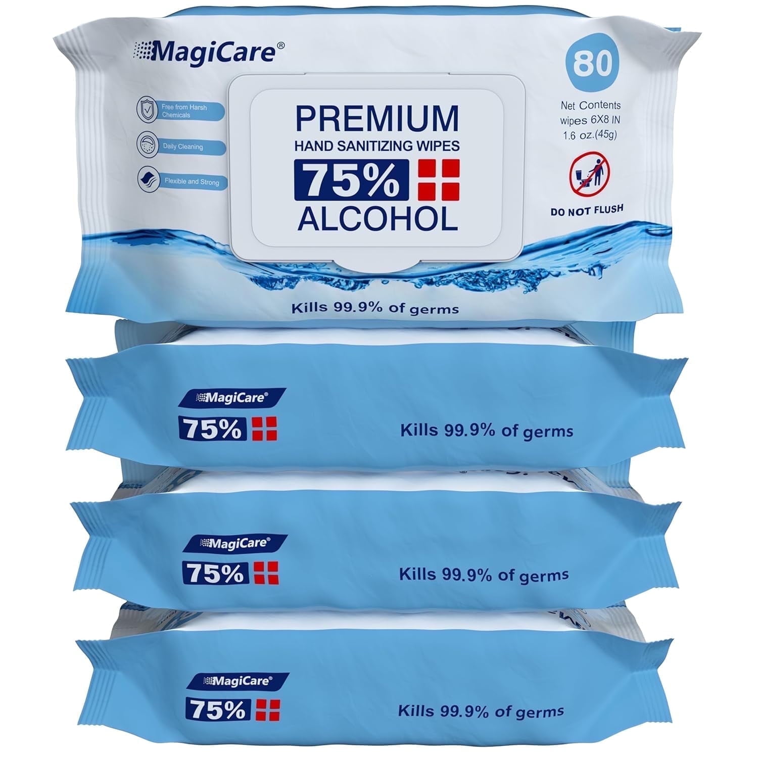 MagiCare 75% Alcohol Hand Sanitizer Wipes (4 Packs, 80ct) - Home ...