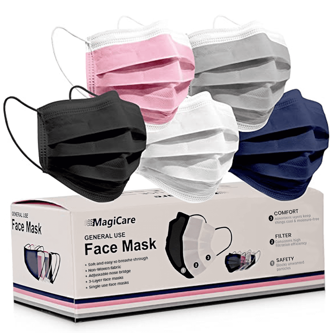 MagiCare Protective Face Masks - Breathable 3 Layers of Protection ...