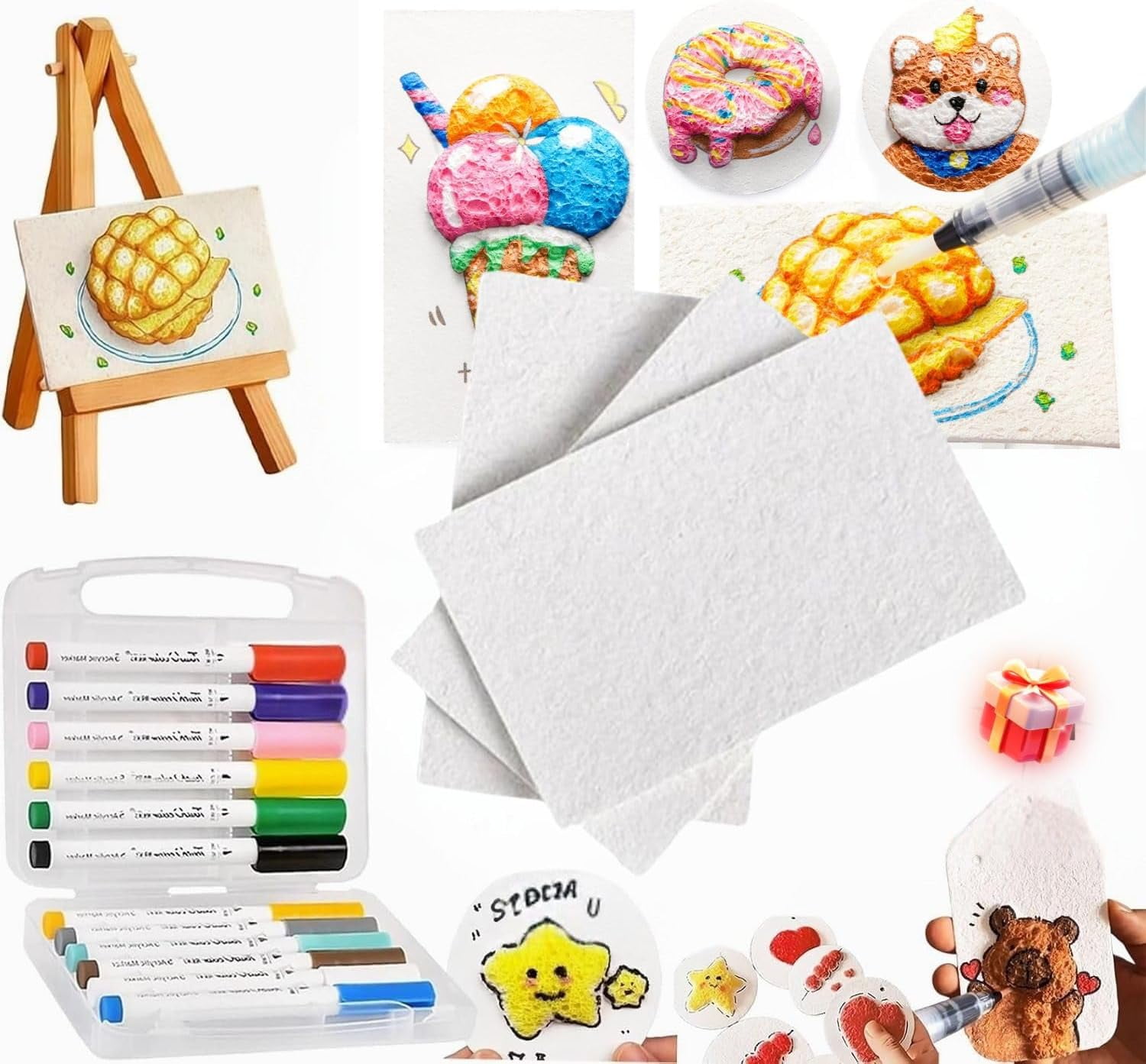 Magic 3D Foam Texture Painting Kit,Magic Canvas Sponge,Puffy Popcorn ...