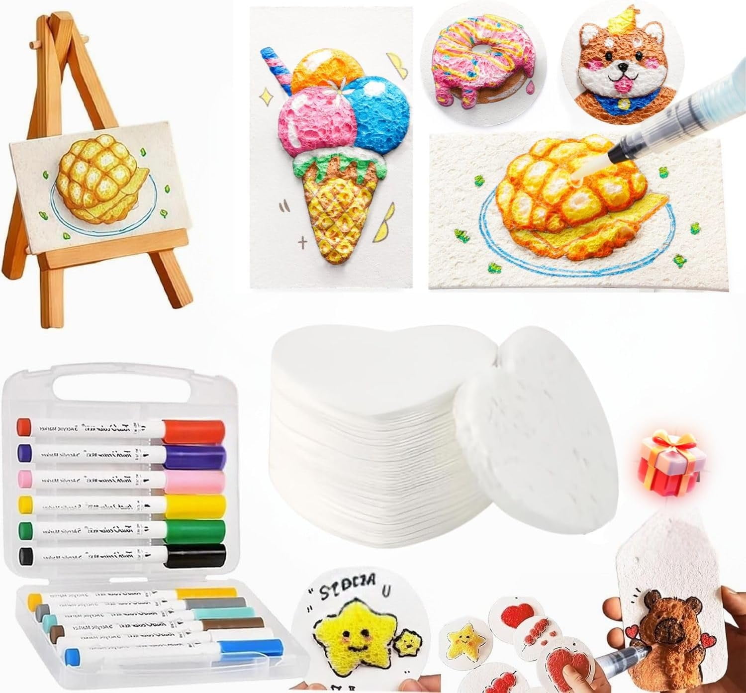 Magic 3D Foam Texture Painting Kit,Magic Canvas Sponge,Puffy Popcorn ...