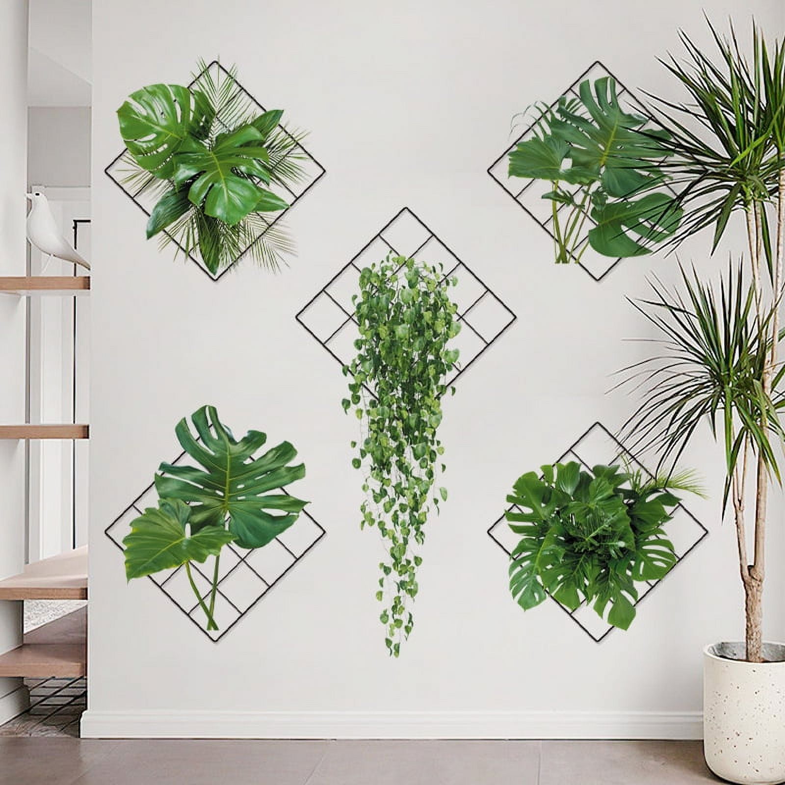 Magic 3D Vivid Green Plants Monstera Leaf Ivy Grid Wall Decor Decal ...