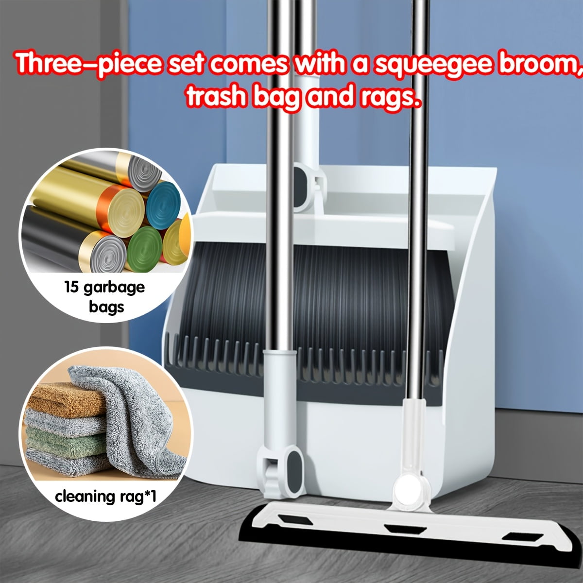 Magic Air Silicone Broom Sweeper with Stand Up Dustpan Combo Set ...