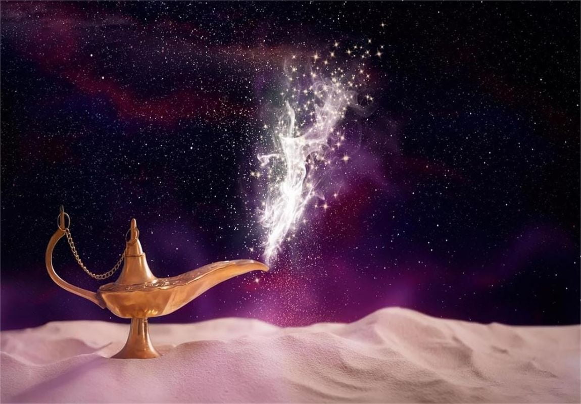 Magic Aladdin Genie Lamp Backdrop Fairytale Lantern Luck Starry Night ...