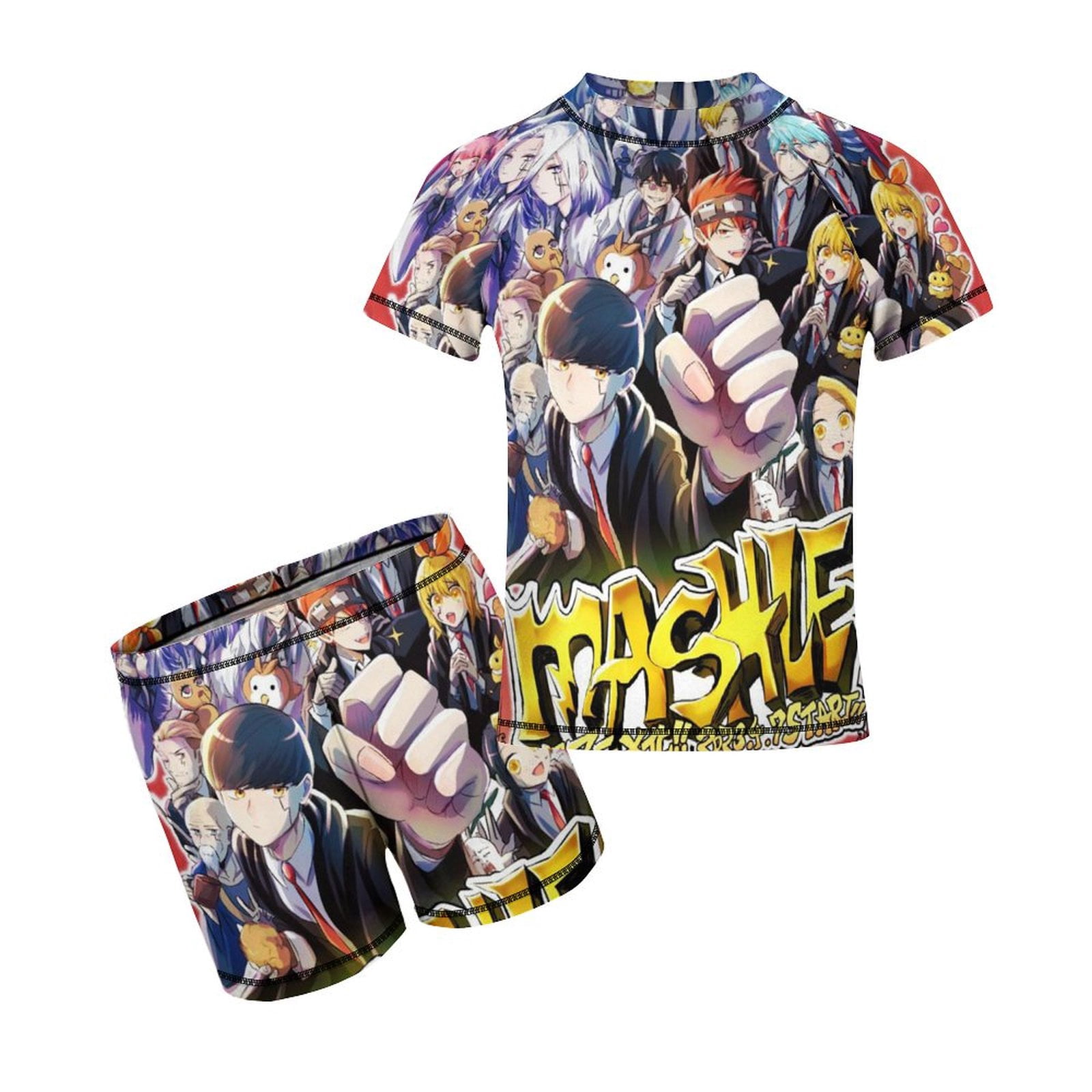 Magic And Muscles Boys 2-Piece Swimsuit Set Bathing Suit Short Sleeve ...