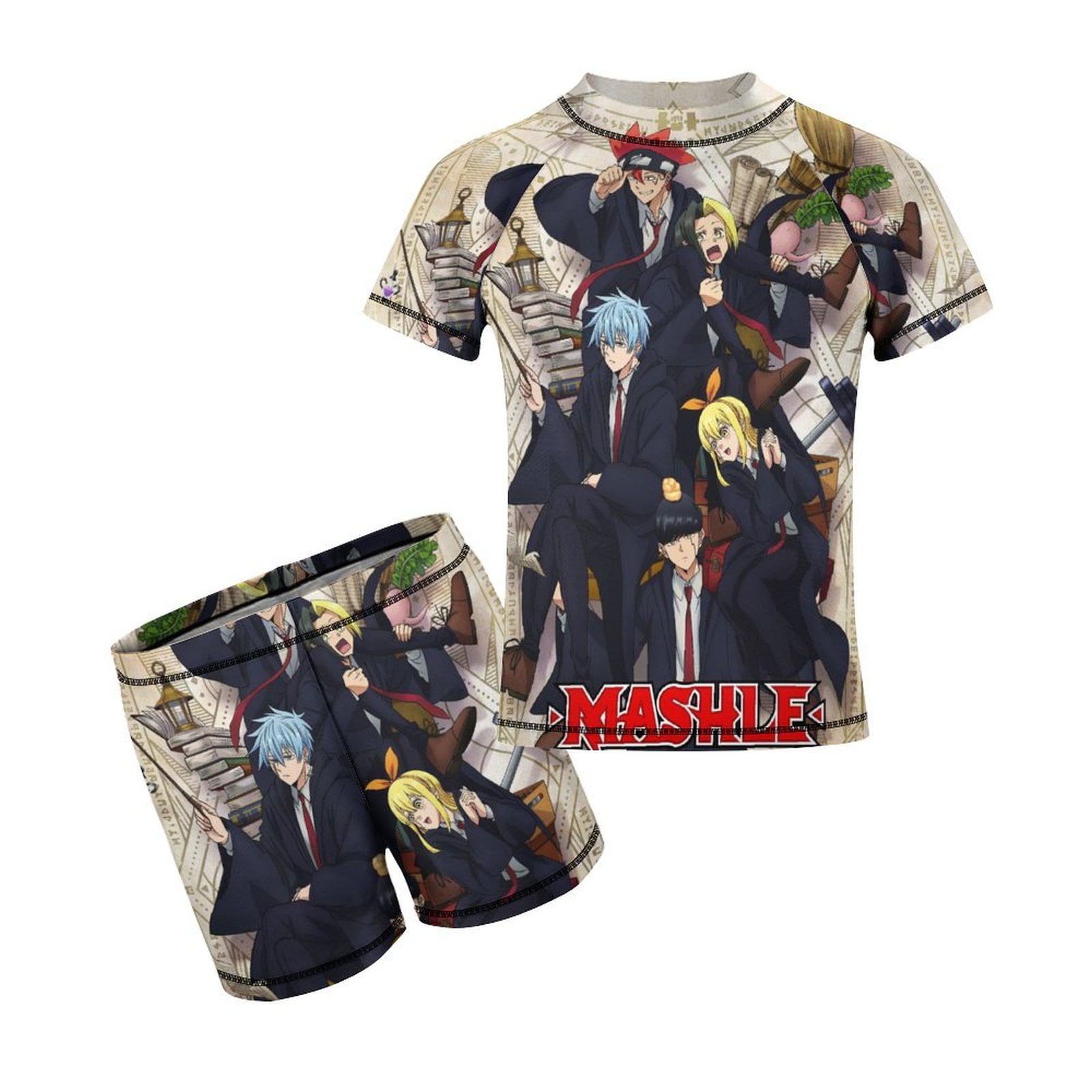 Magic And Muscles Boys 2-Piece Swimsuit Set Bathing Suit Short Sleeve ...