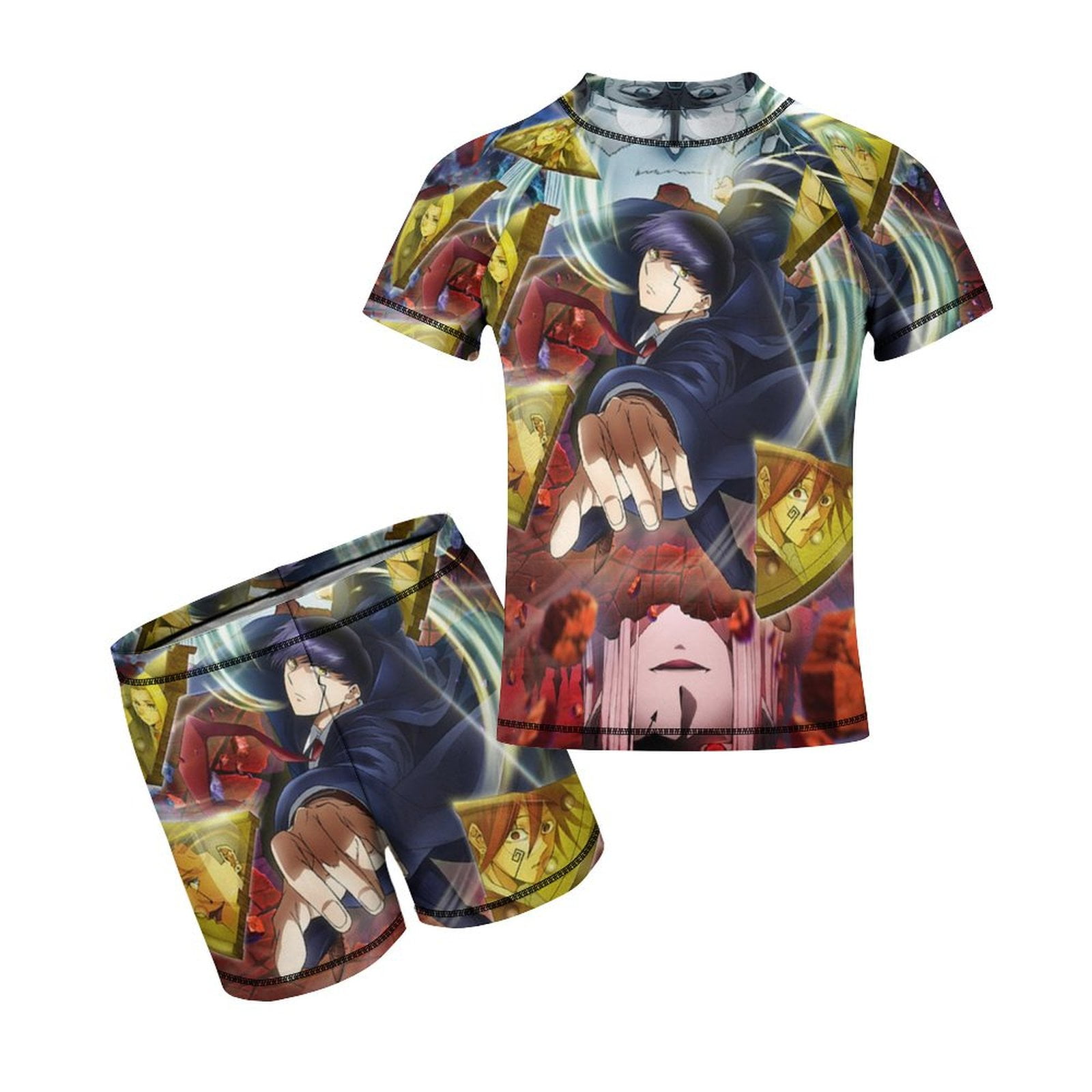 Magic And Muscles Boys 2-Piece Swimsuit Set Bathing Suit Short Sleeve ...