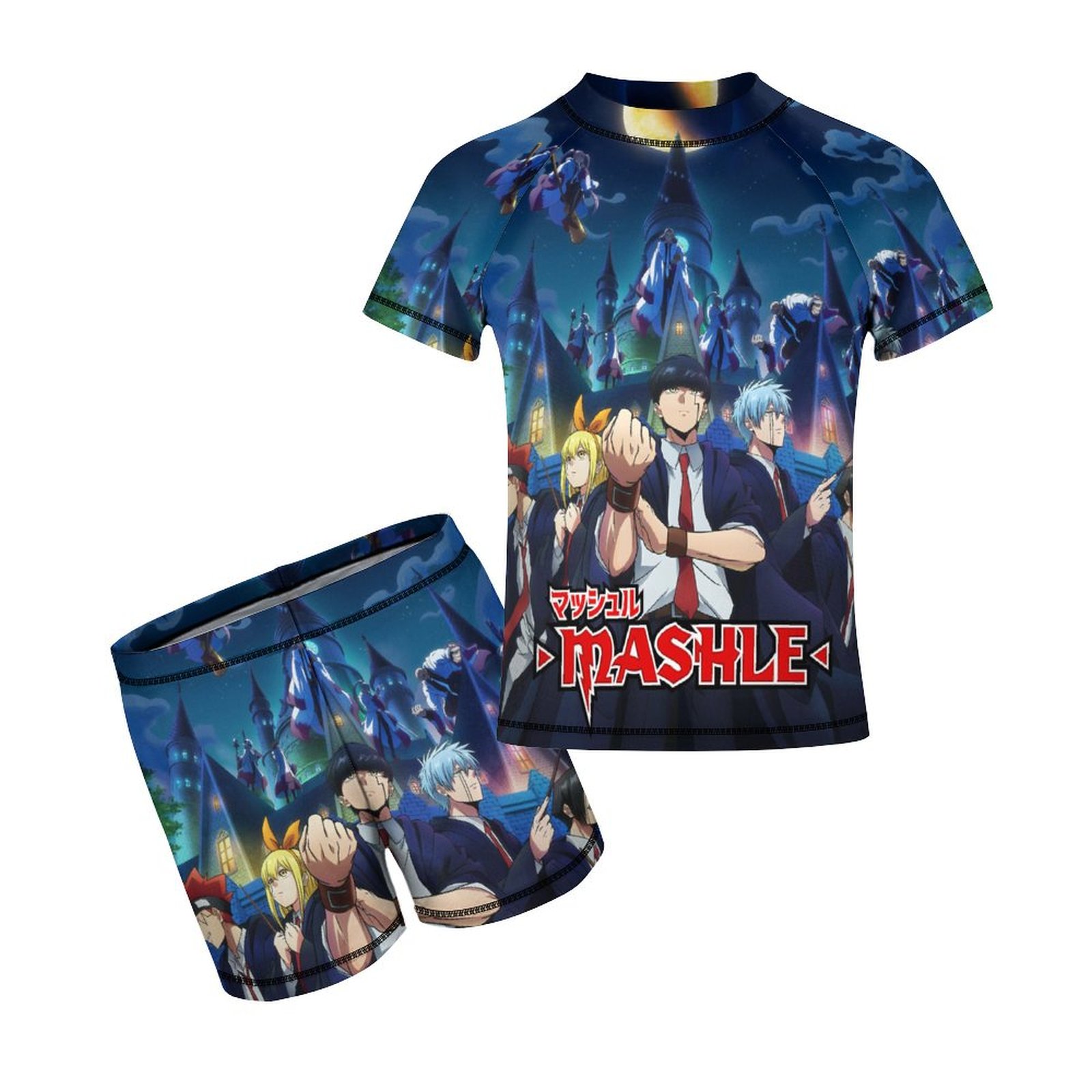 Magic And Muscles Boys 2-Piece Swimsuit Set Bathing Suit Short Sleeve ...