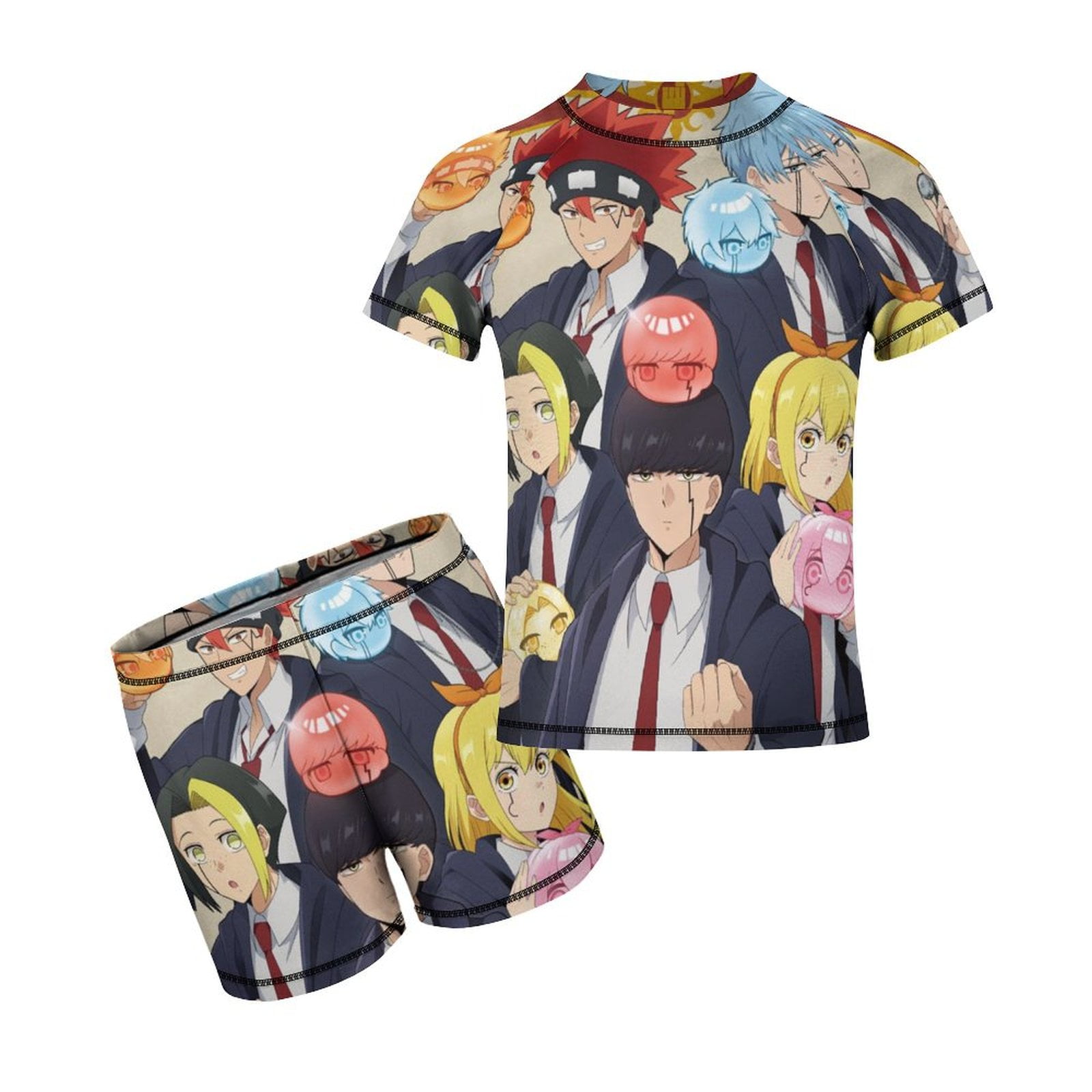 Magic And Muscles Boys 2-Piece Swimsuit Set Bathing Suit Short Sleeve ...