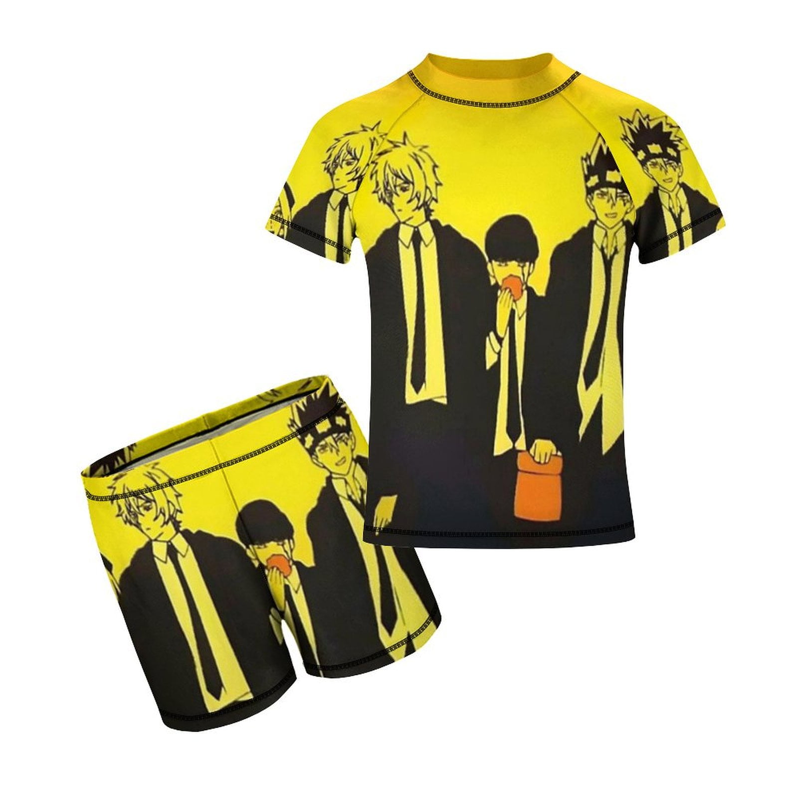 Magic And Muscles Boys 2-Piece Swimsuit Set Bathing Suit Short Sleeve ...