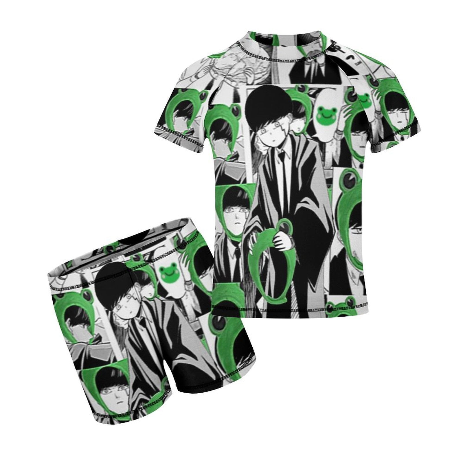 Magic And Muscles Boys 2-Piece Swimsuit Set Bathing Suit Short Sleeve ...