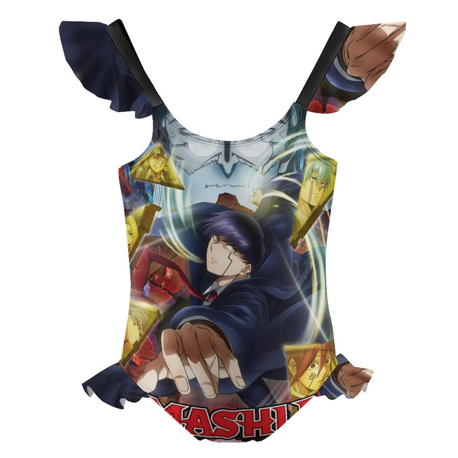 Magic And Muscles Girls Swimsuit Ruffle One-piece Beachwear Kids Cute Swimwear Summer Bathing ...