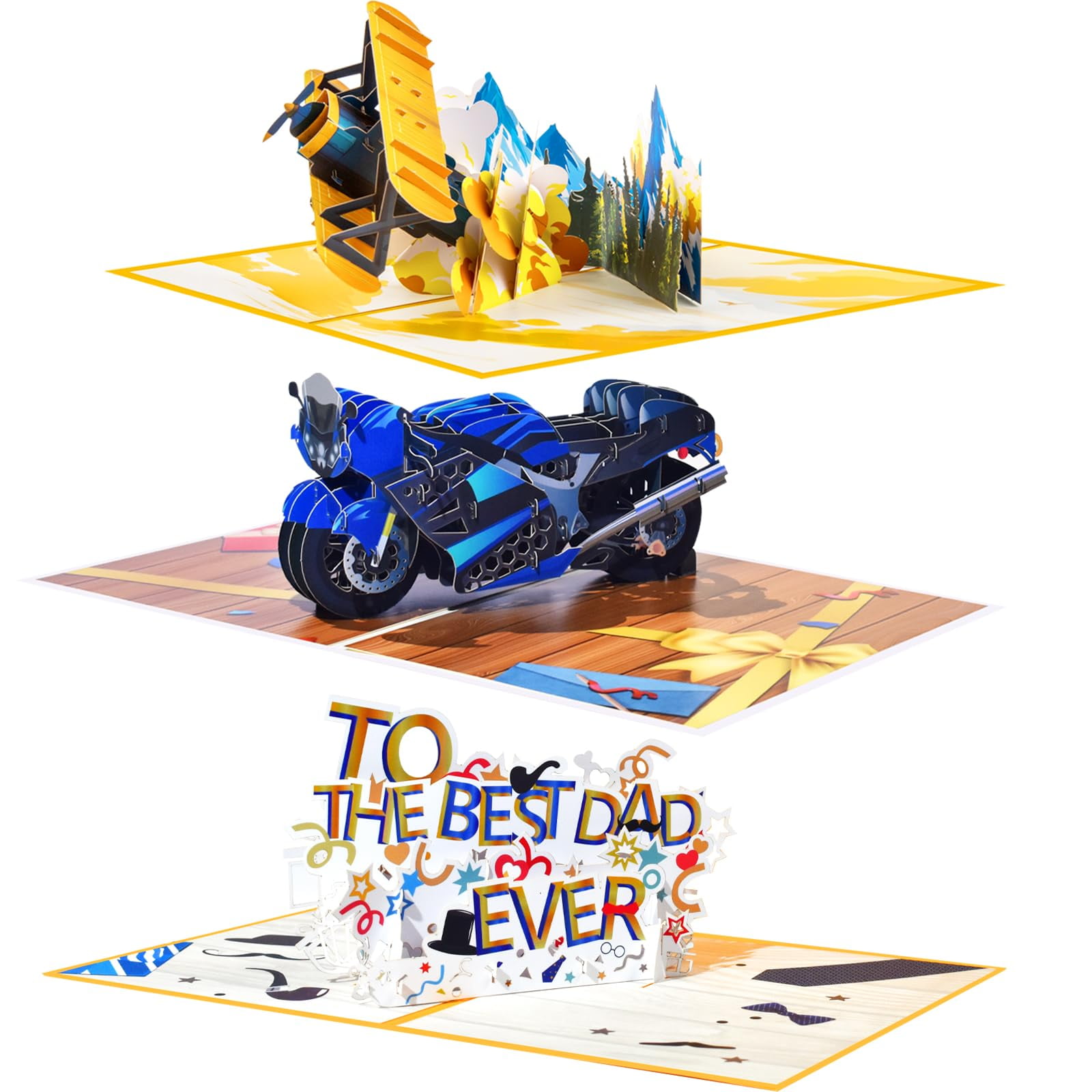 Magic Ants 3D PopUp Card Set SMRfor Men - Adventure Biplane, Motorcycle ...