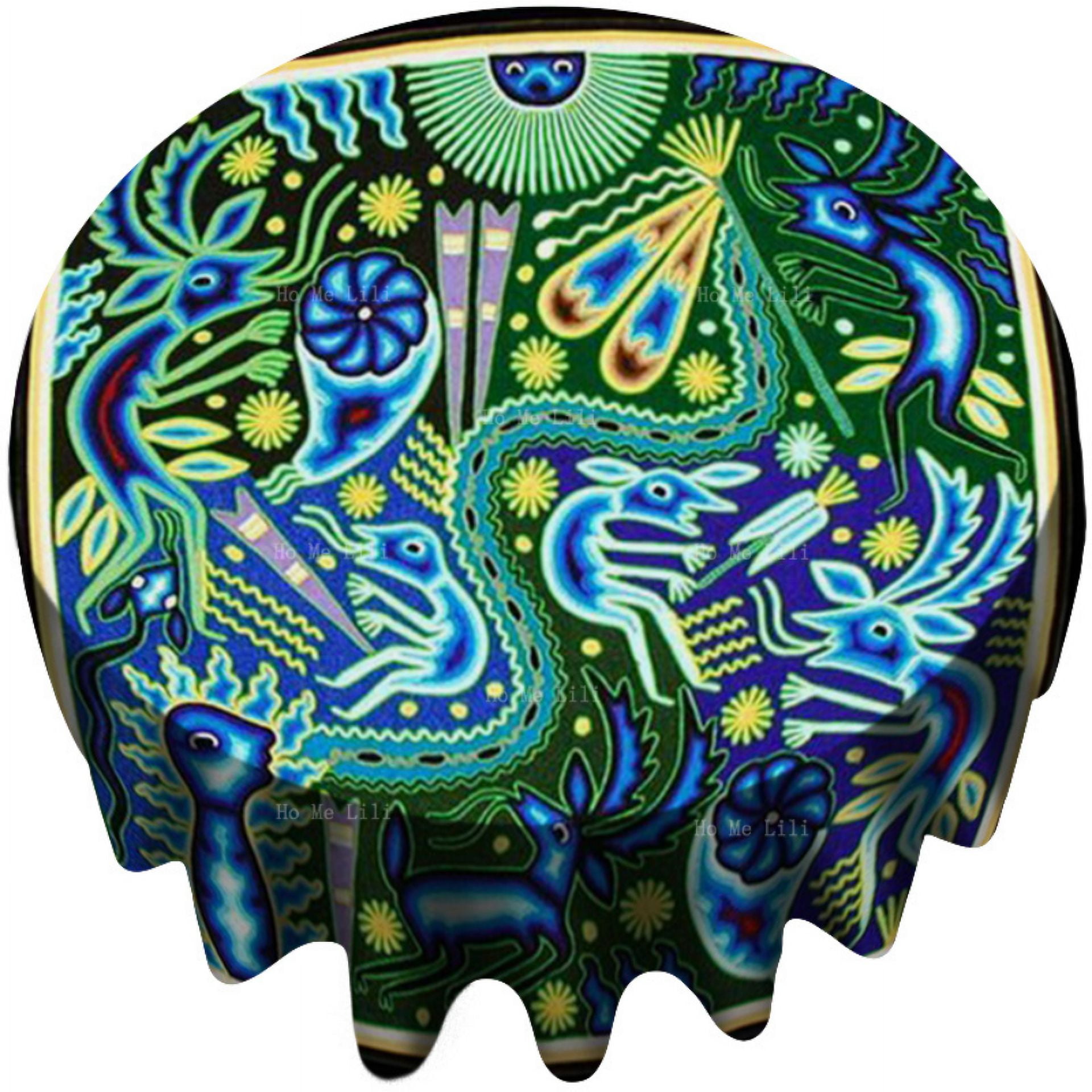 Magic Art With Colorful Patterns Of Chickens And Flowers Tablecloth By ...