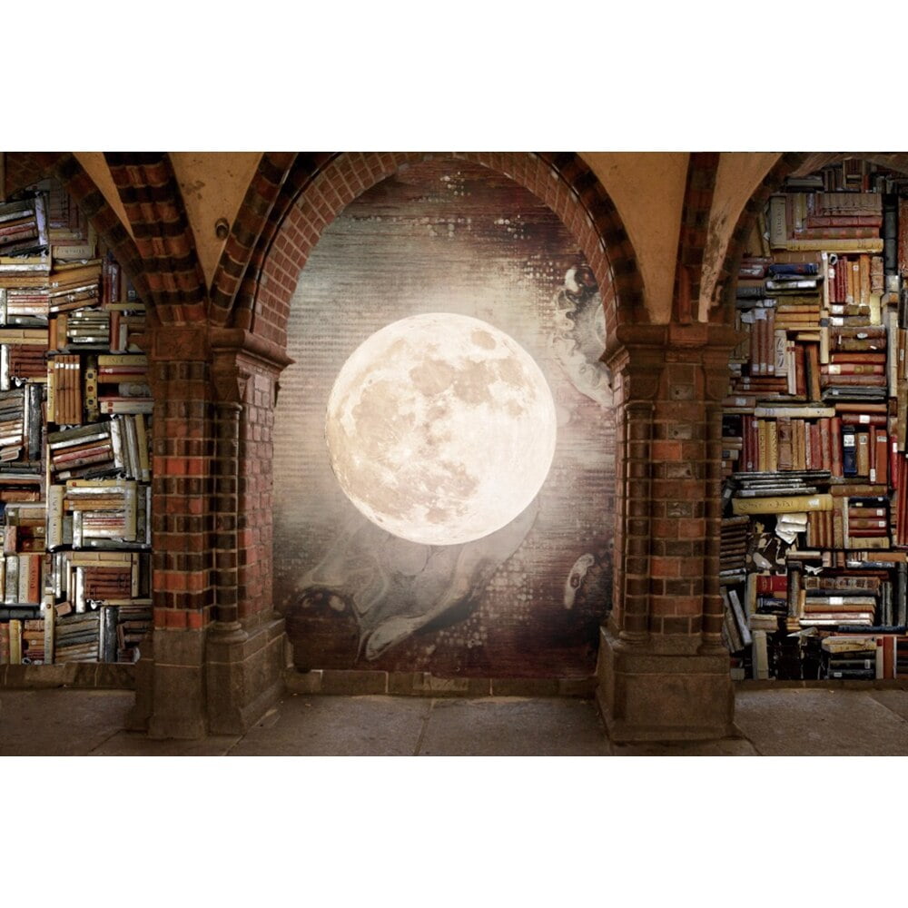 Magic Backdrop Vintage Brick Wall Moon Old Library Photozone Child ...
