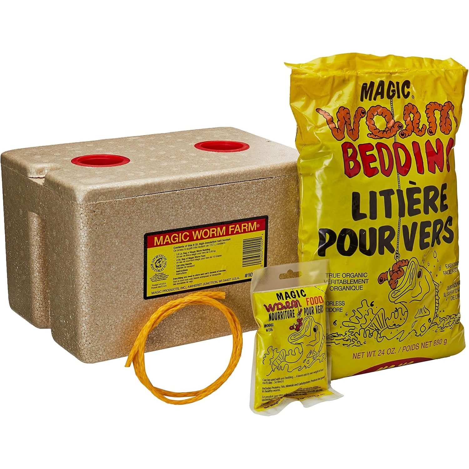 Magic Bait 1000 Worm Farm with Bedding and Food Storage Box, Yellow ...