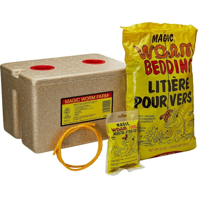 Magic Bait 1000 Worm Farm with Bedding and Food Storage Box, Yellow ...
