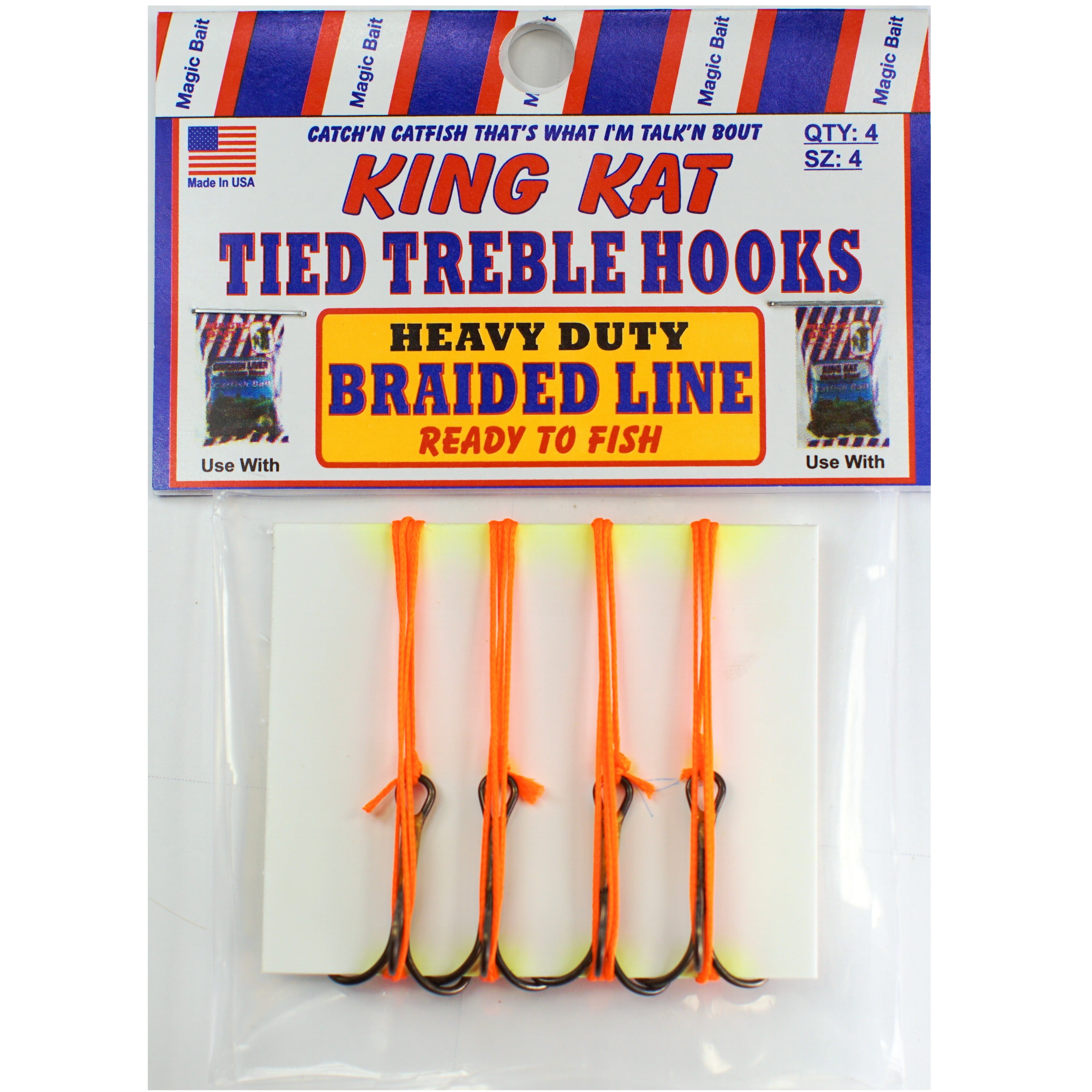 Magic Bait Tied Treble Fishing Hooks 4ct. Size 4 - Walmart.com