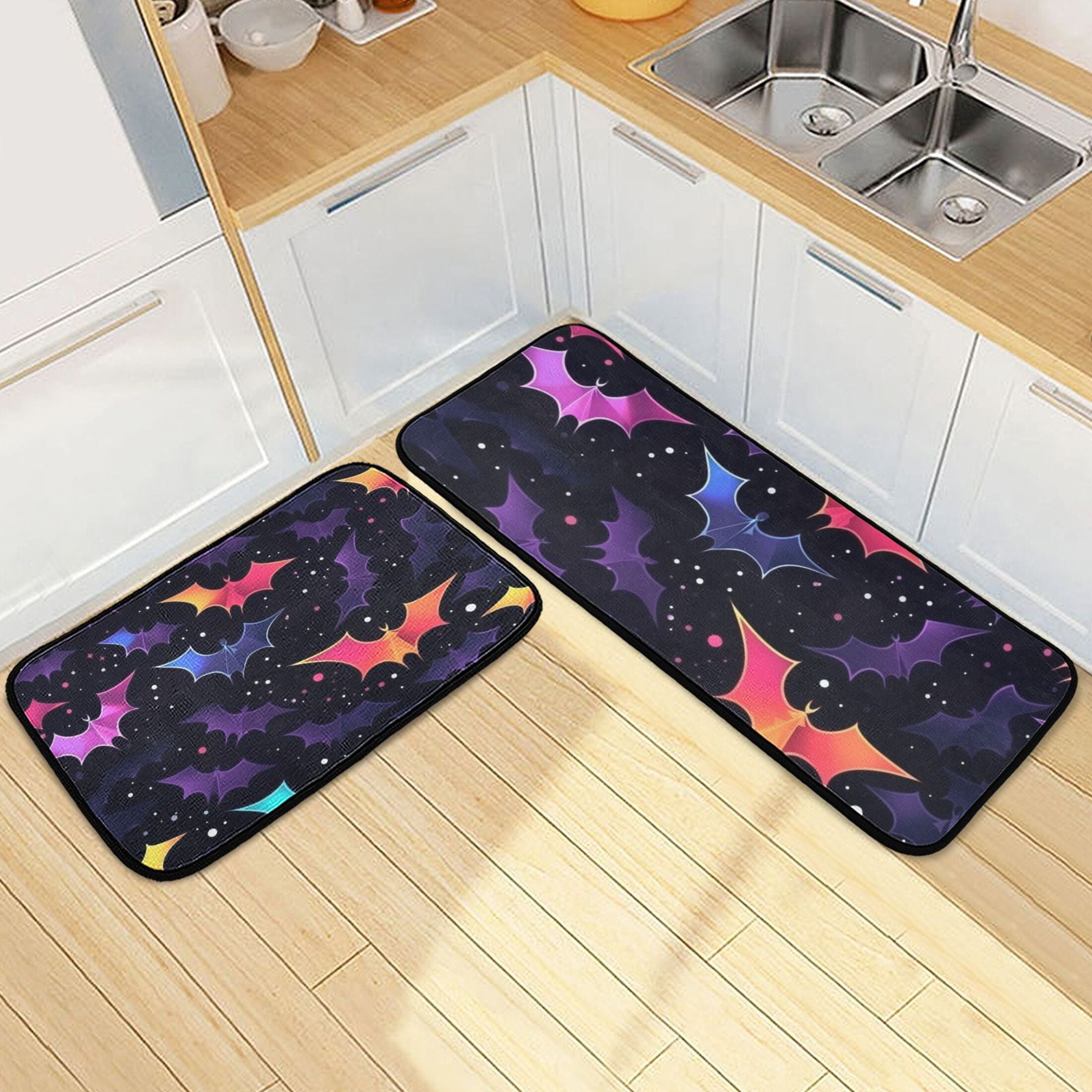 Magic Bat Kitchen Rugs Set of 2 Non Slip Floor Foam Mat Cushioned Soft ...