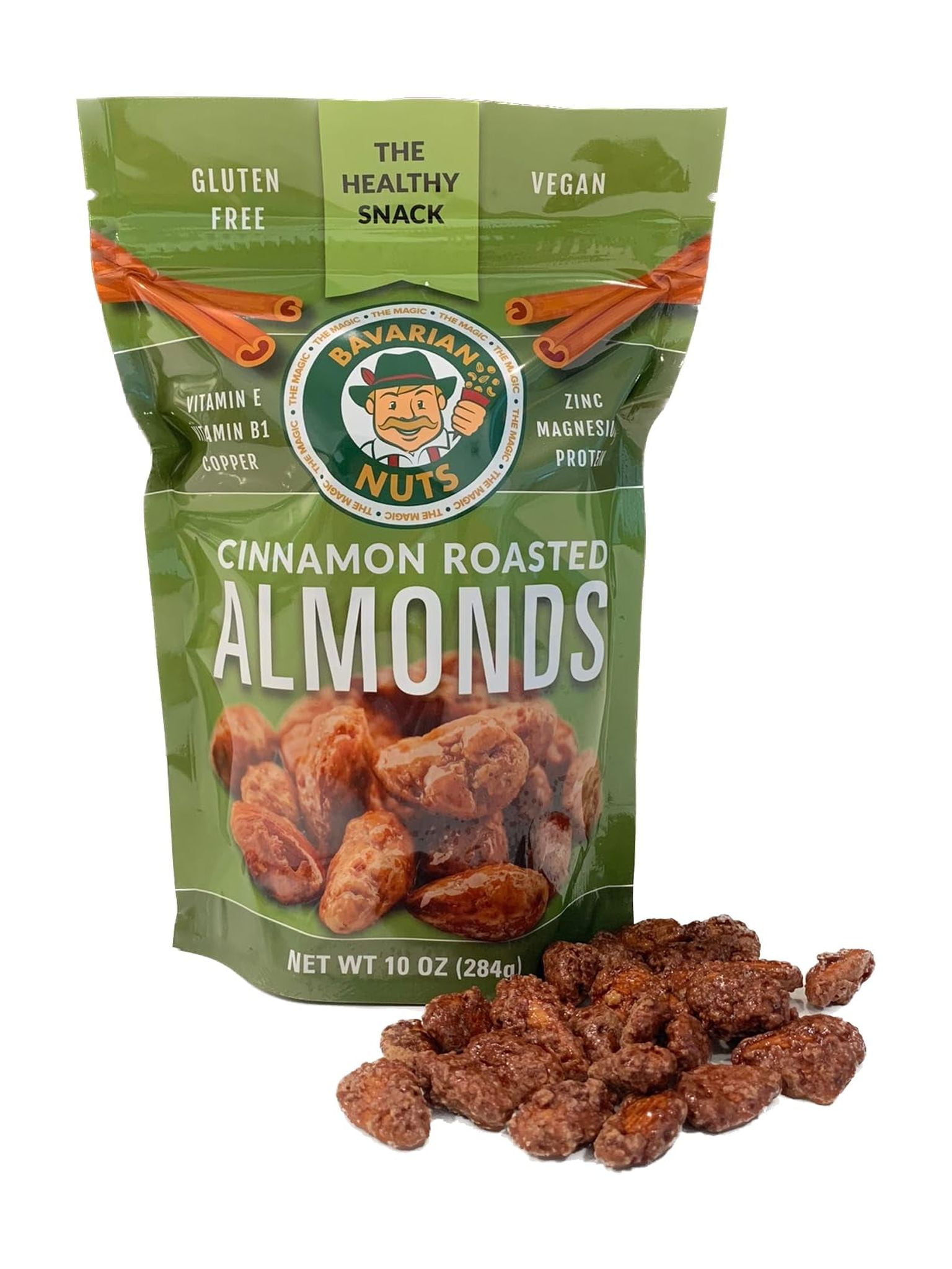 Magic Bavarian Cinnamon Roasted OKA4 Almonds, 10 oz - Sweet, Gluten-Free, Vegan Nuts, Made in ...
