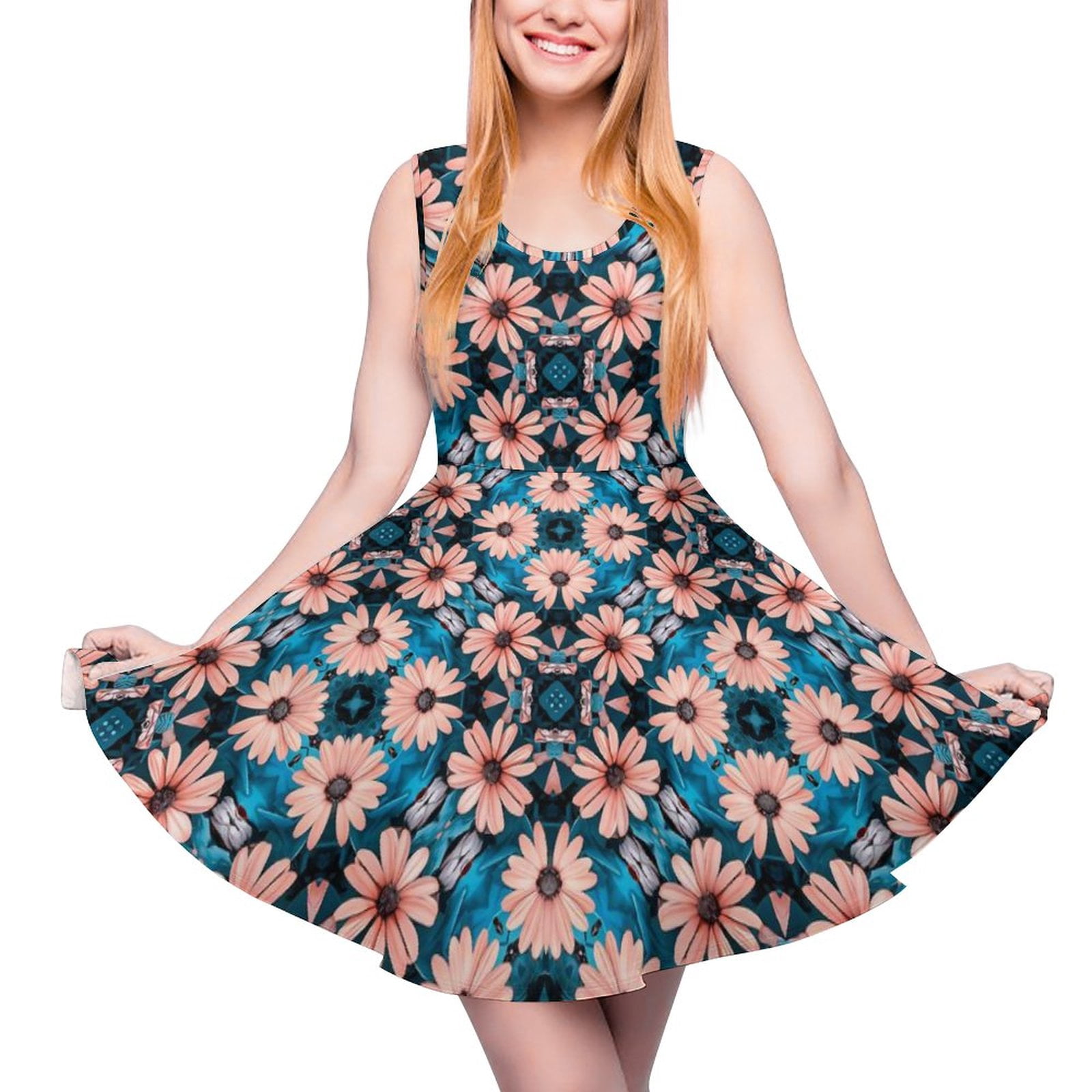 Magic Blue Evil Eye Print Dress Sleeveless Casual Dresses Summer Women ...