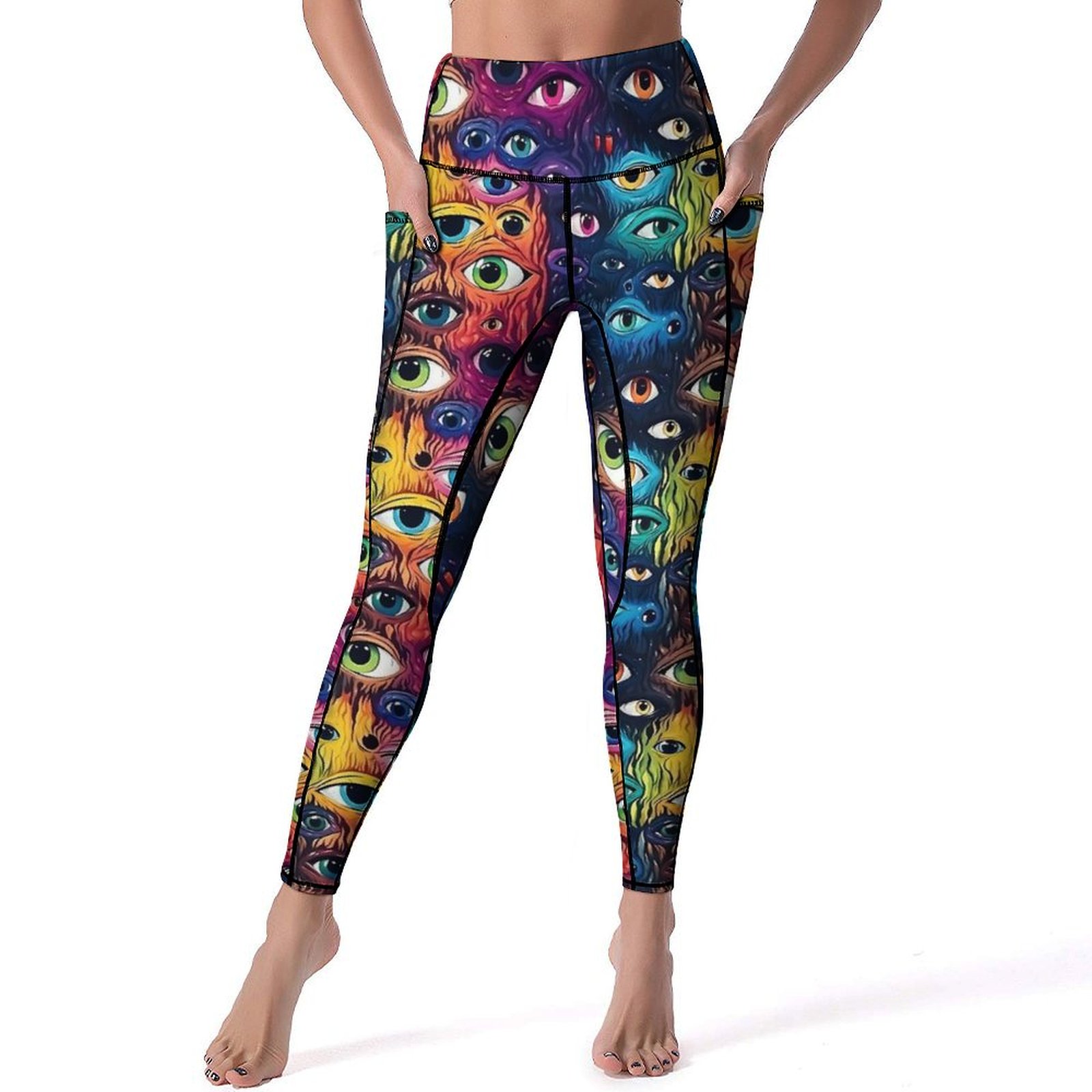 Magic Blue Evil Eye Print Leggings Push Up Yoga Pants Stretchy Yoga ...
