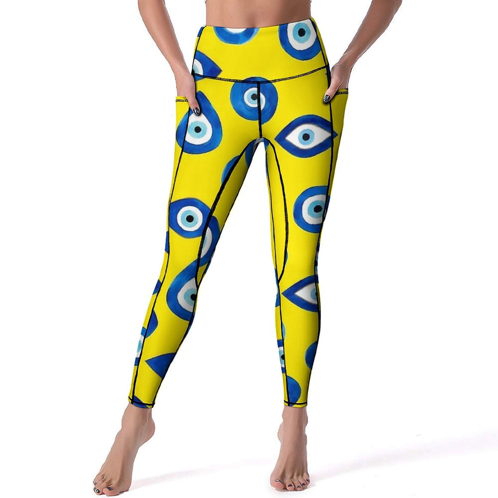 Magic Blue Evil Eye Print Leggings Push Up Yoga Pants Stretchy Yoga ...