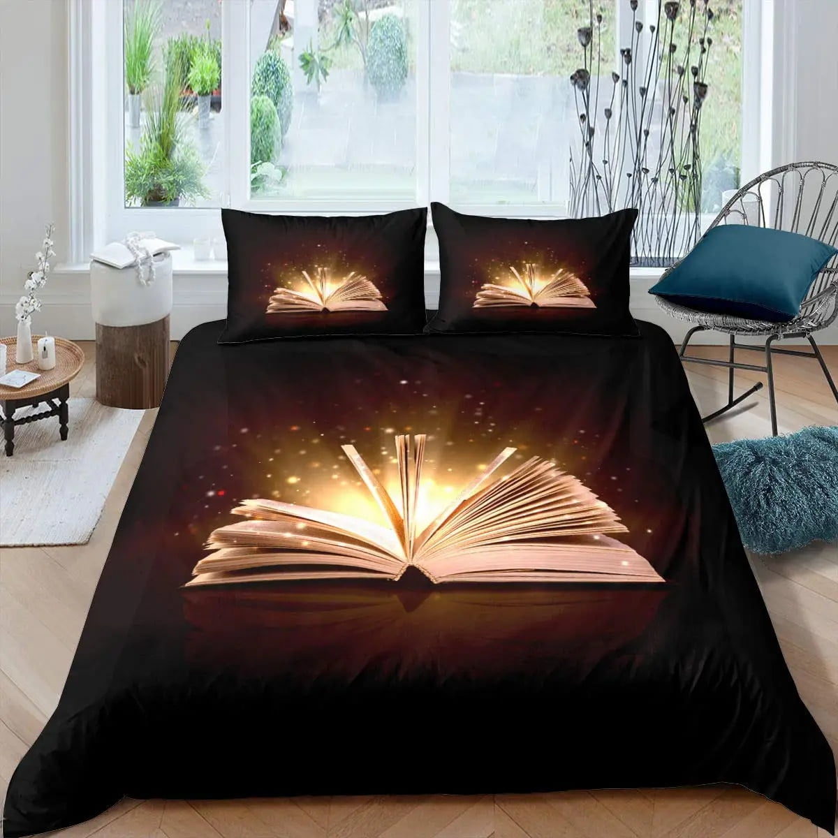 Magic Book Duvet Cover Set Blue Background tic Comforter Cover King ...