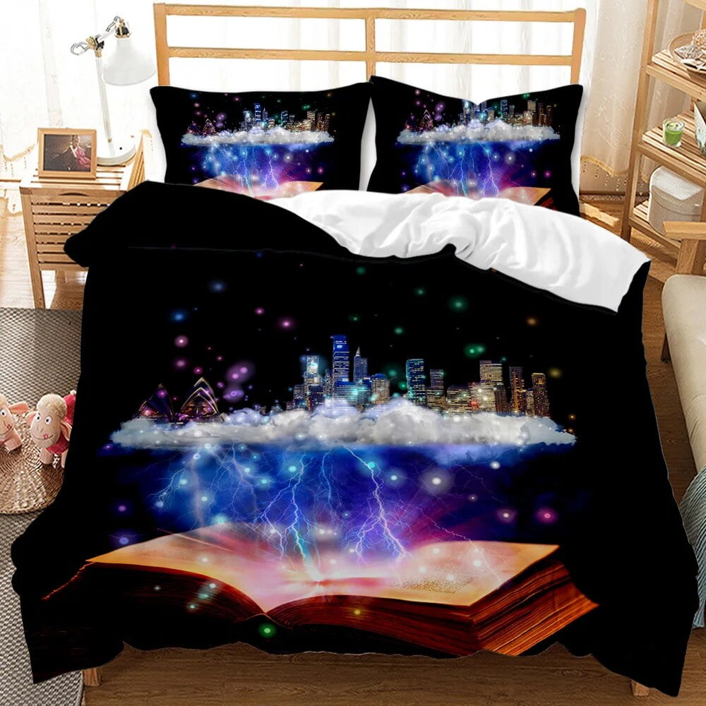 Magic Book Duvet Cover Set Blue Background tic Comforter Cover King ...