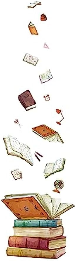 Magic Book Wall Decals Wall Stickers with Flying Book School Bag ...
