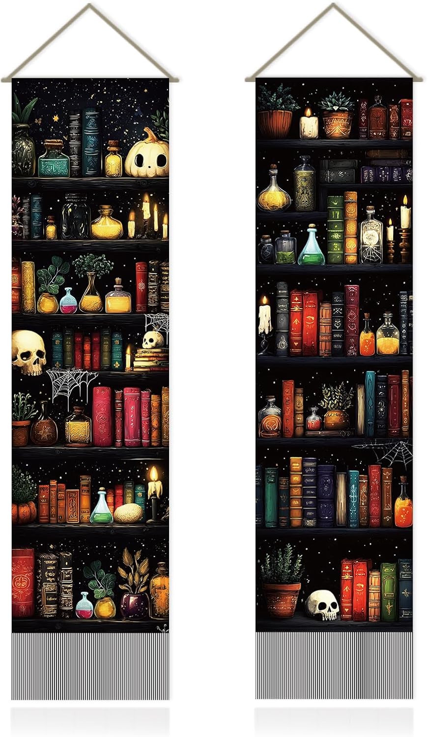 Magic Bookshelf Tapestry Bookshelf Wall Blanket Pack of 2 Tapestries ...
