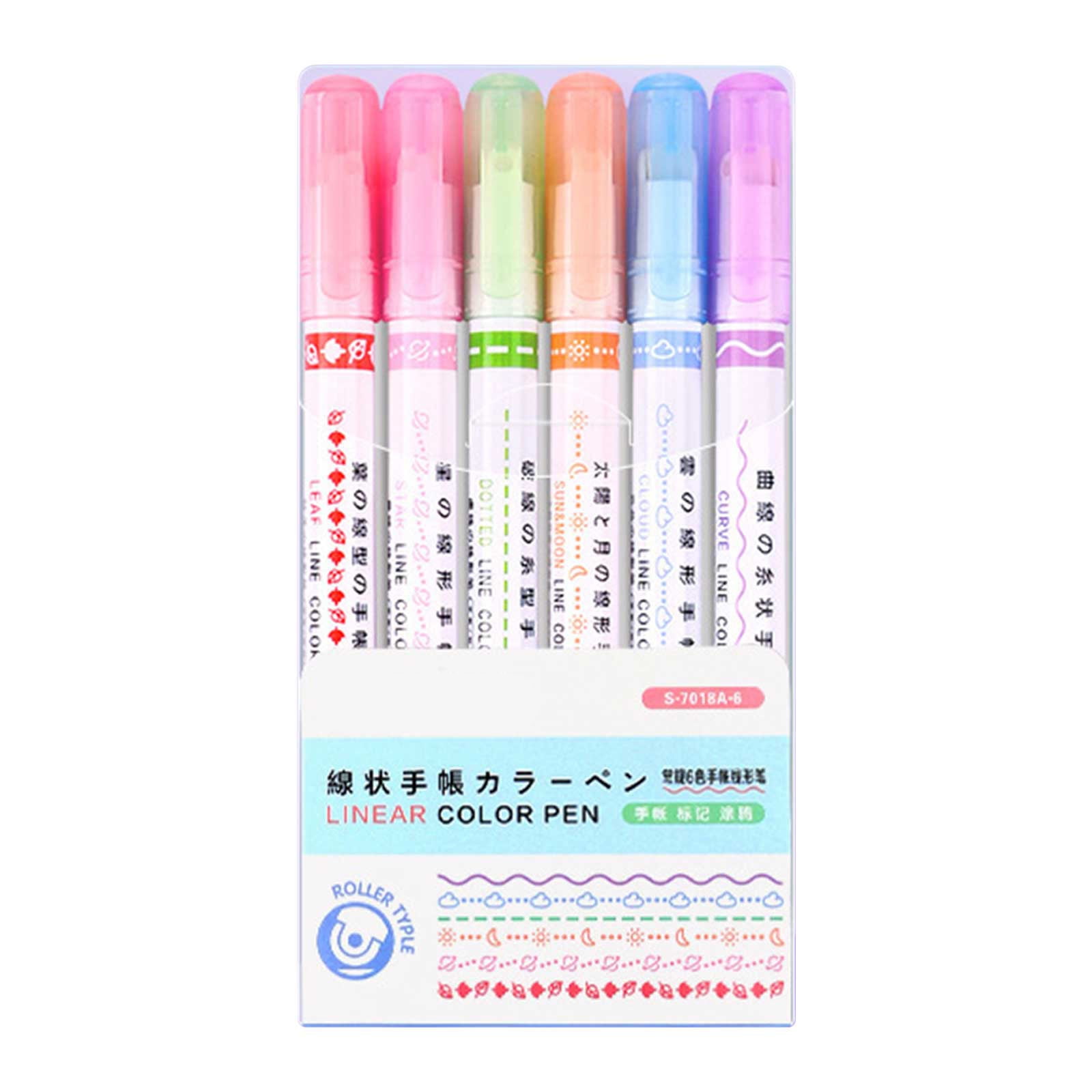 Magic Border Curve Pen, 2025 New Dual Tip Pens with 6 Different Curve ...