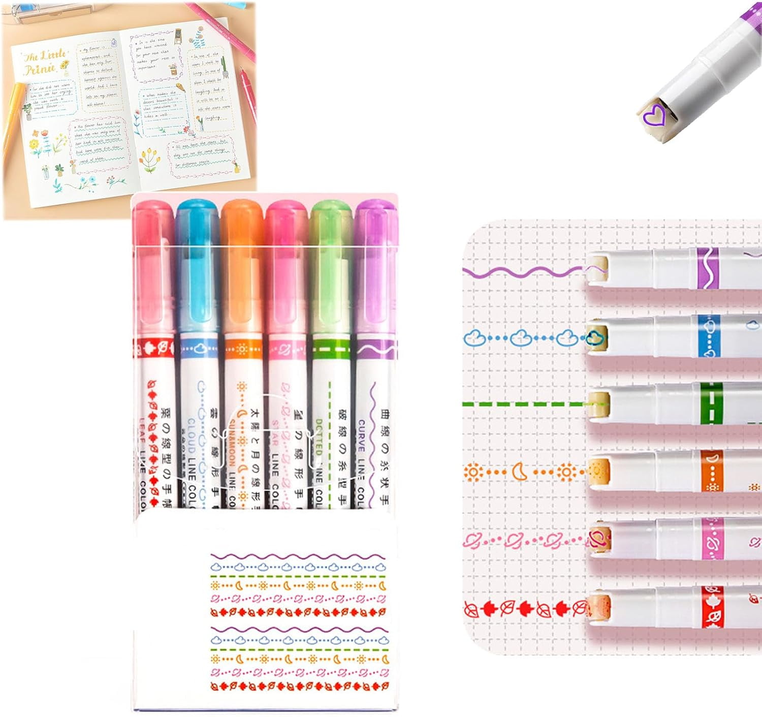 Magic Border Pen, Curve Highlighter Pens Set, Border Design Pens ...