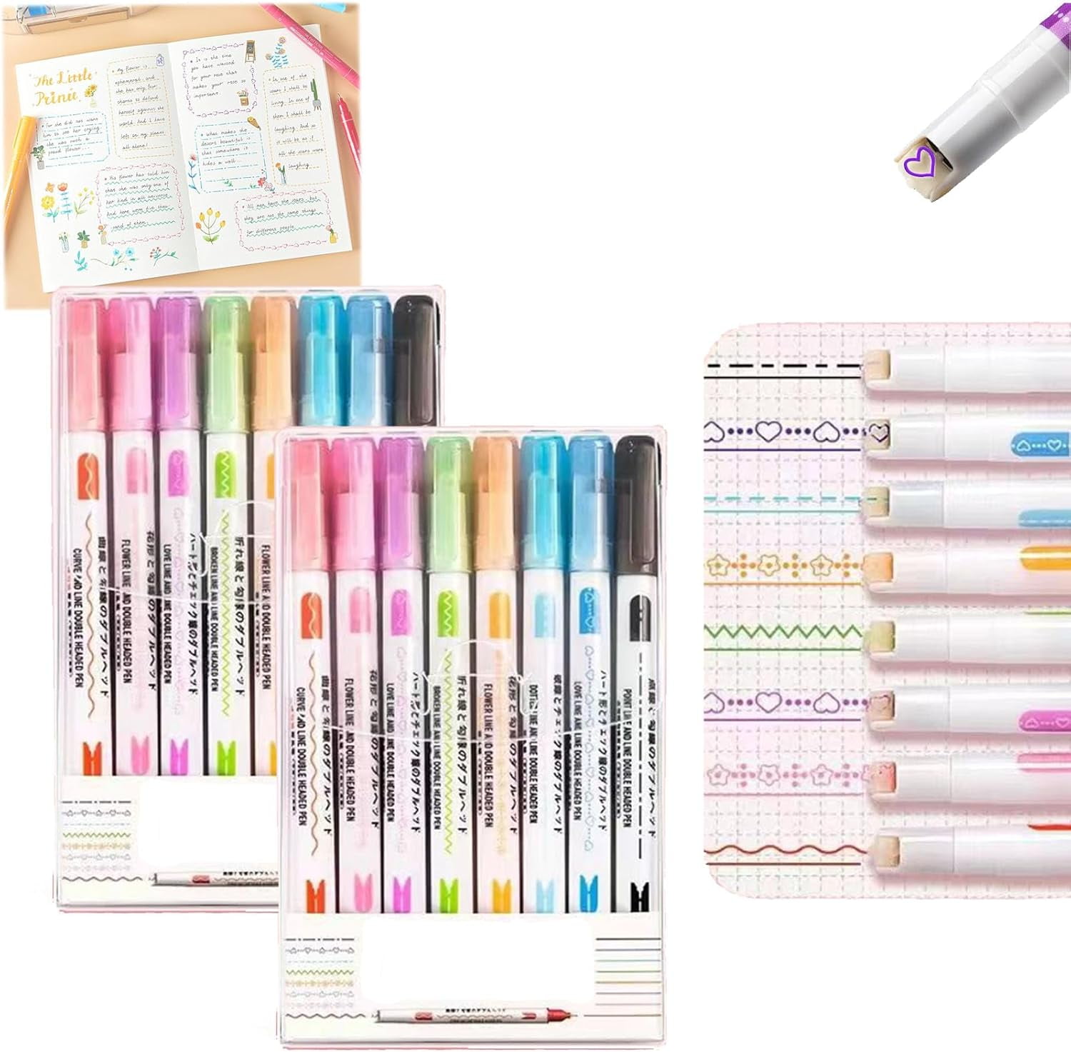Magic Border Pen, Curve Highlighter Pens Set, Border Design Pens ...