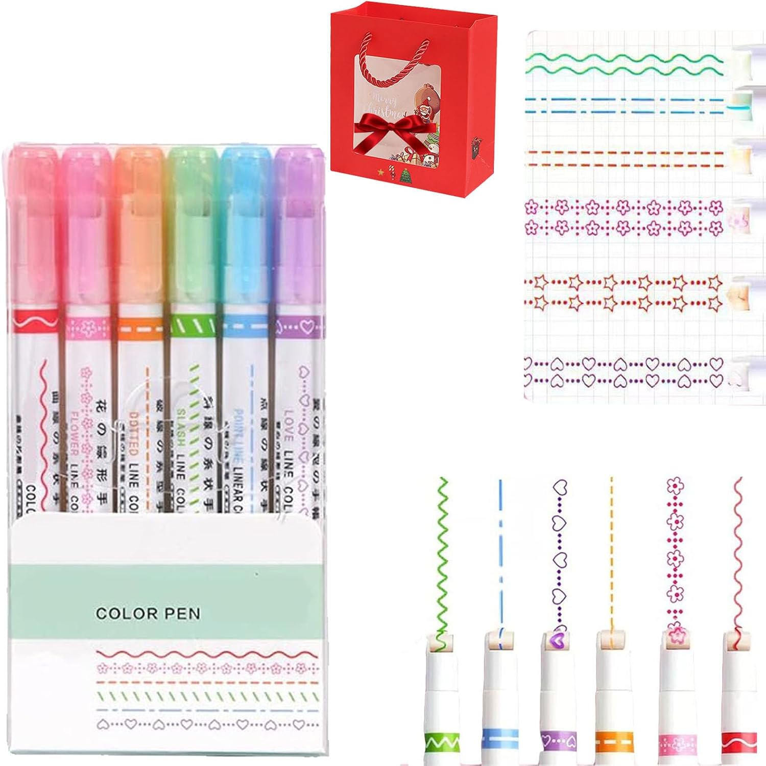Magic Border Pen, Curve Highlighter Pens Set, Fun Pens Different Shapes ...