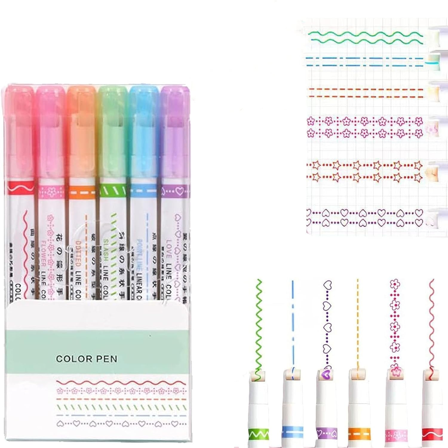 Magic Border Pen, Curve Highlighter Pens Set, Fun Pens Different Shapes ...