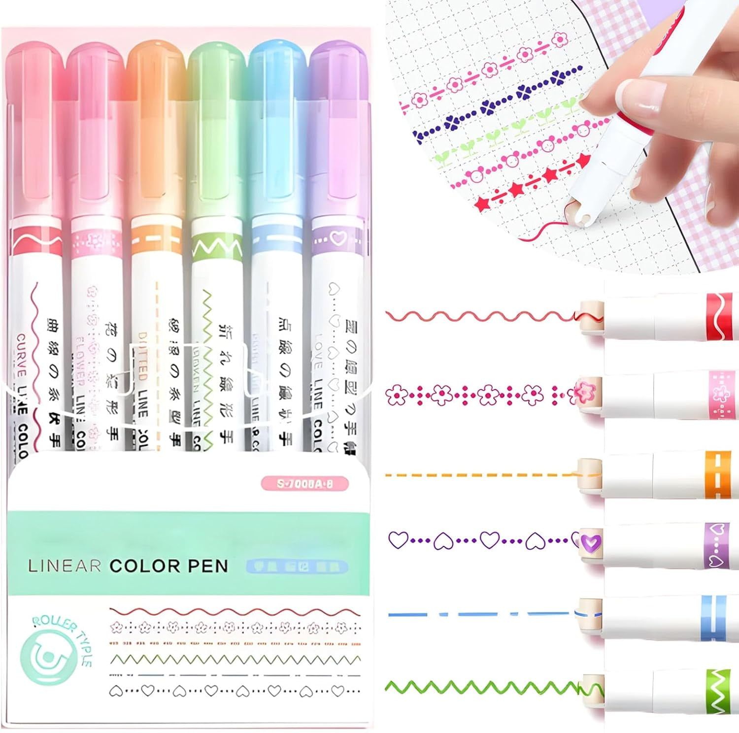 Magic Border Pen, Curve Highlighter Pens Set, Fun Pens Different Shapes ...