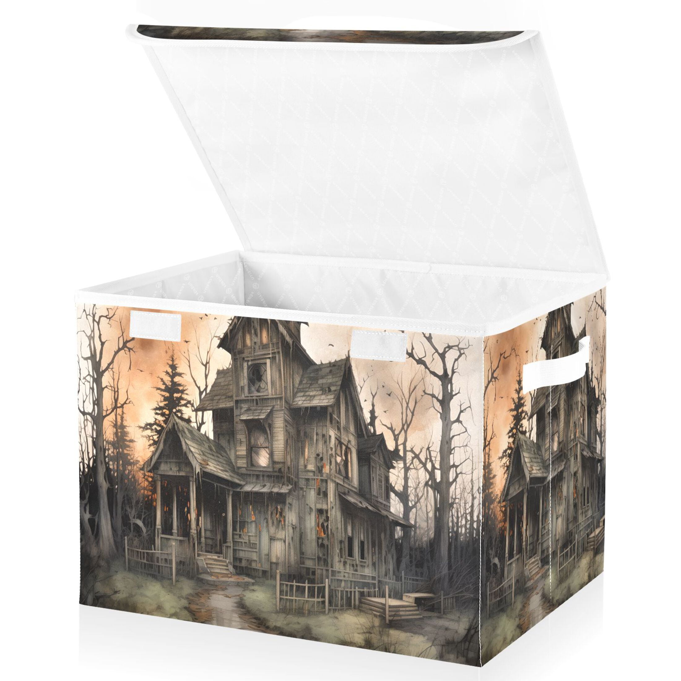 Magic Castle Halloween Large Lidded Bin Foldable Storage Baskets Boxes ...