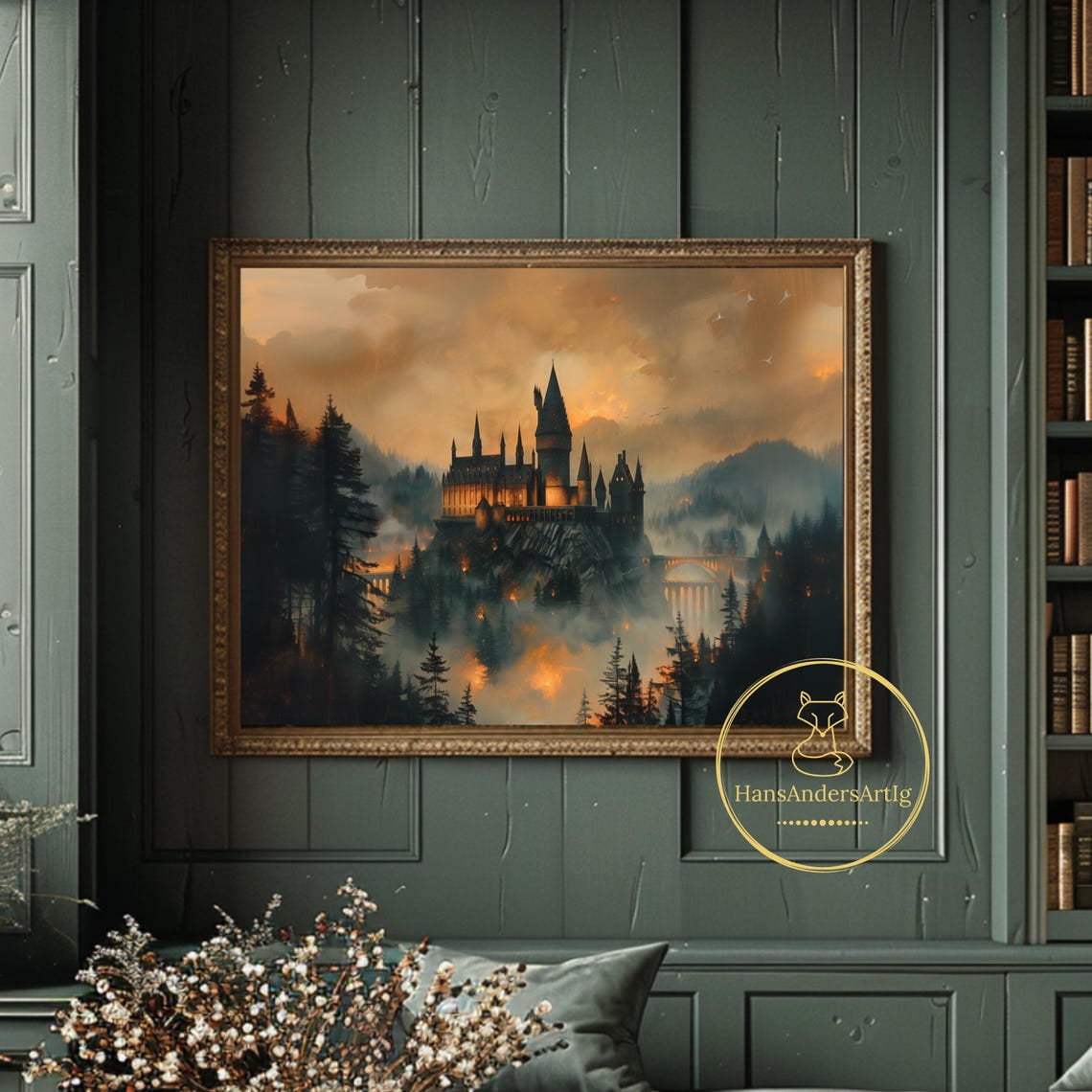 Magic Castle Poster Print Wizard School Painting For Book Nerd Library ...