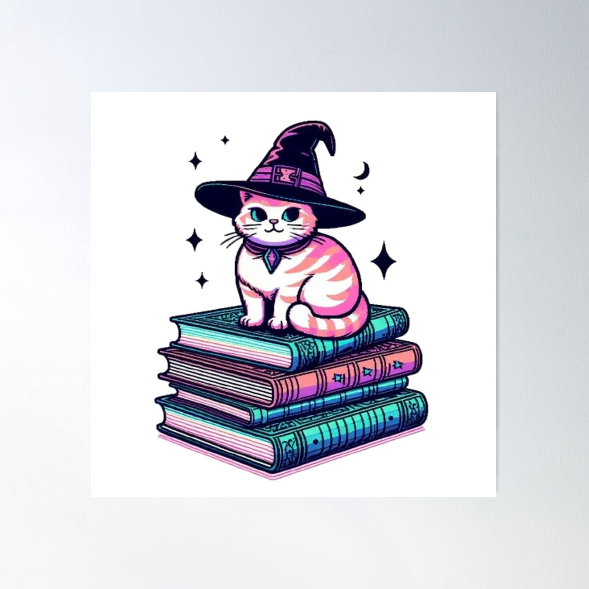 Magic Cat Learning Spells Poster Wall Art, Modern Wall Decor For Living ...