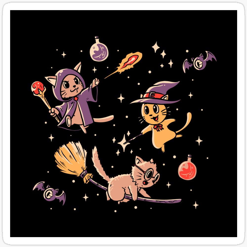 Magic Cats Sticker Phone Decal Water Bottle Stickers Car Decals, Laptop ...